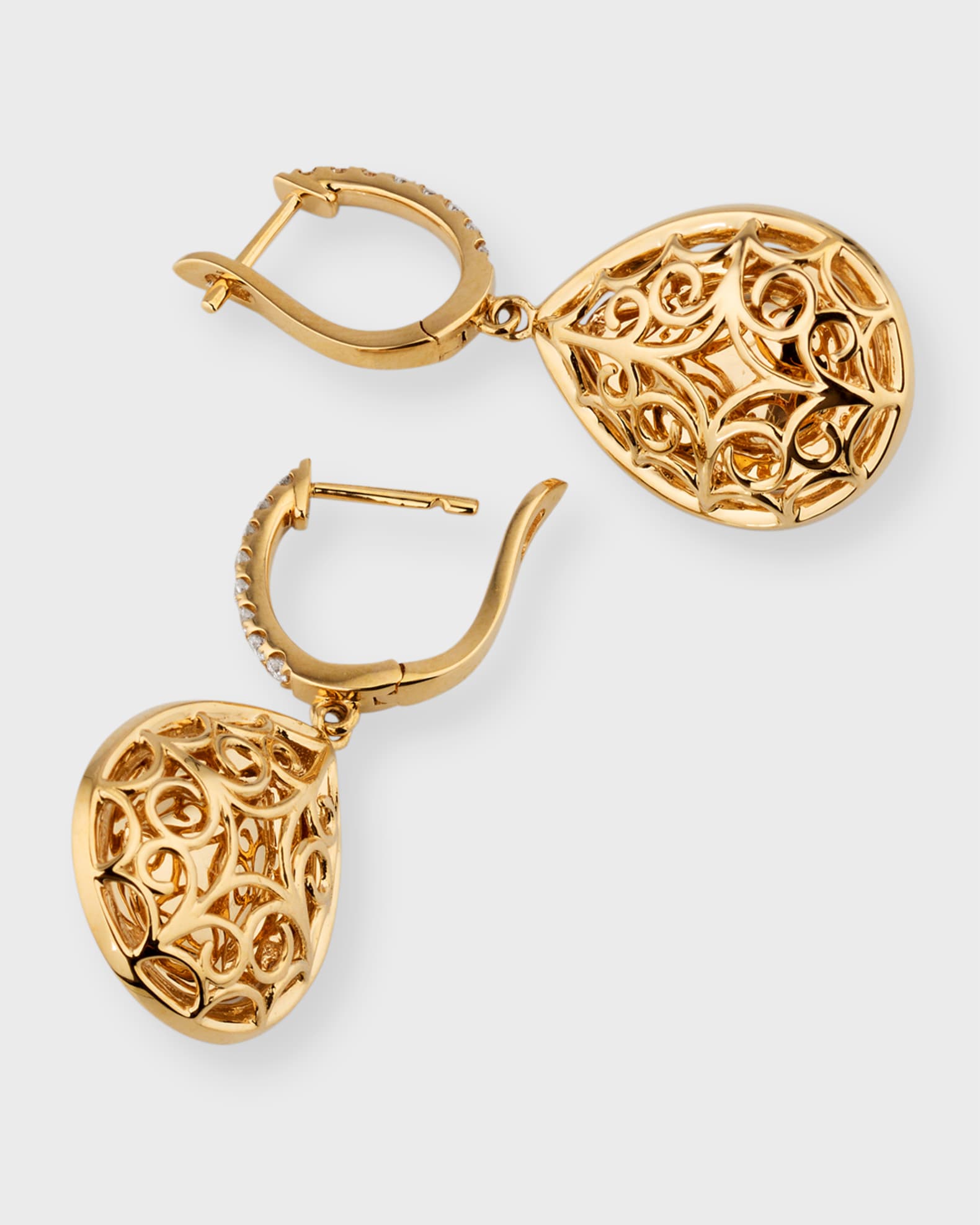 David Kord 18K Yellow Gold Earrings with Pear-Shape Opal and Diamonds, 2.97tcw | Neiman Marcus