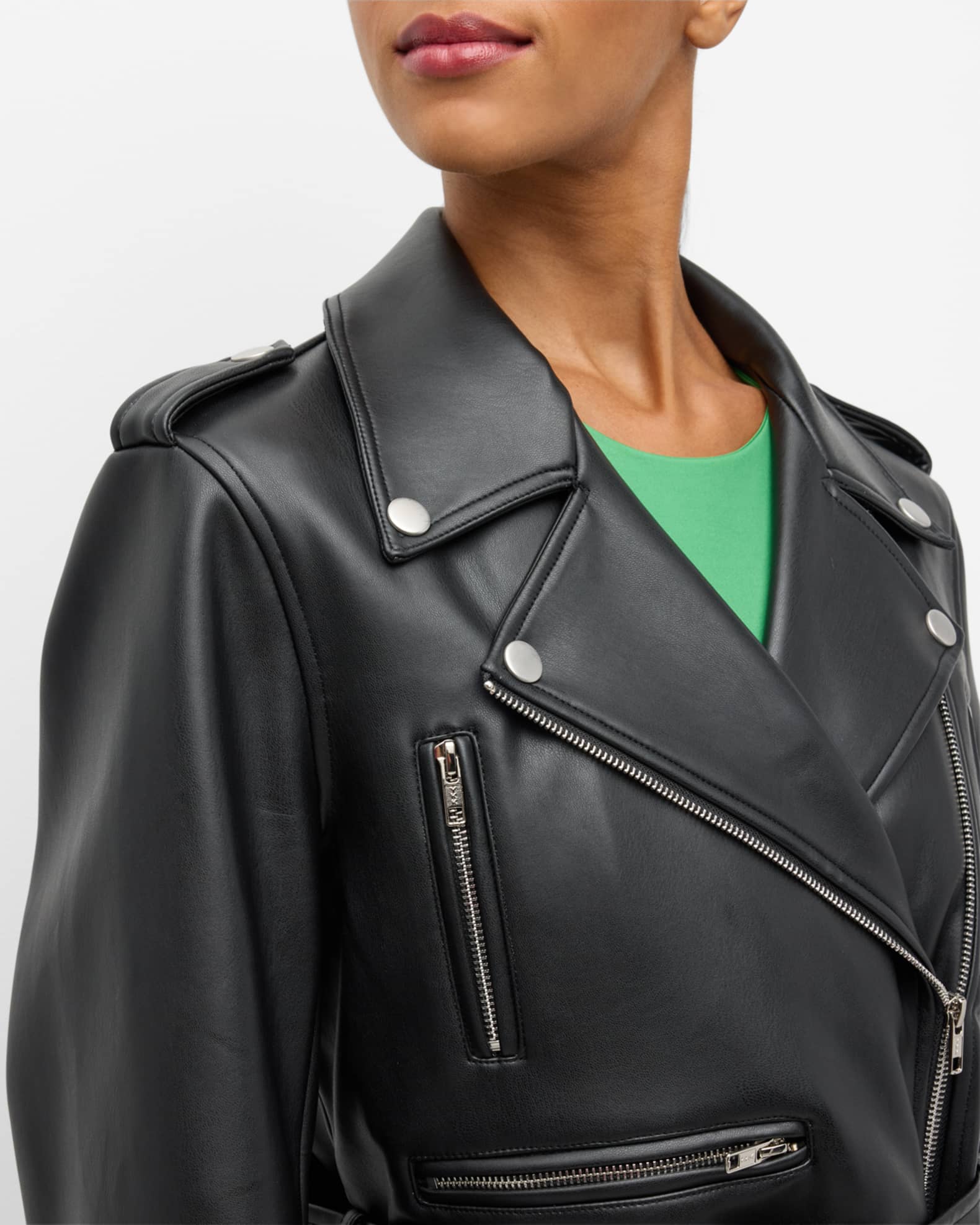MOTHER The Long Chopper Faux-Leather Moto Dress | Neiman Marcus