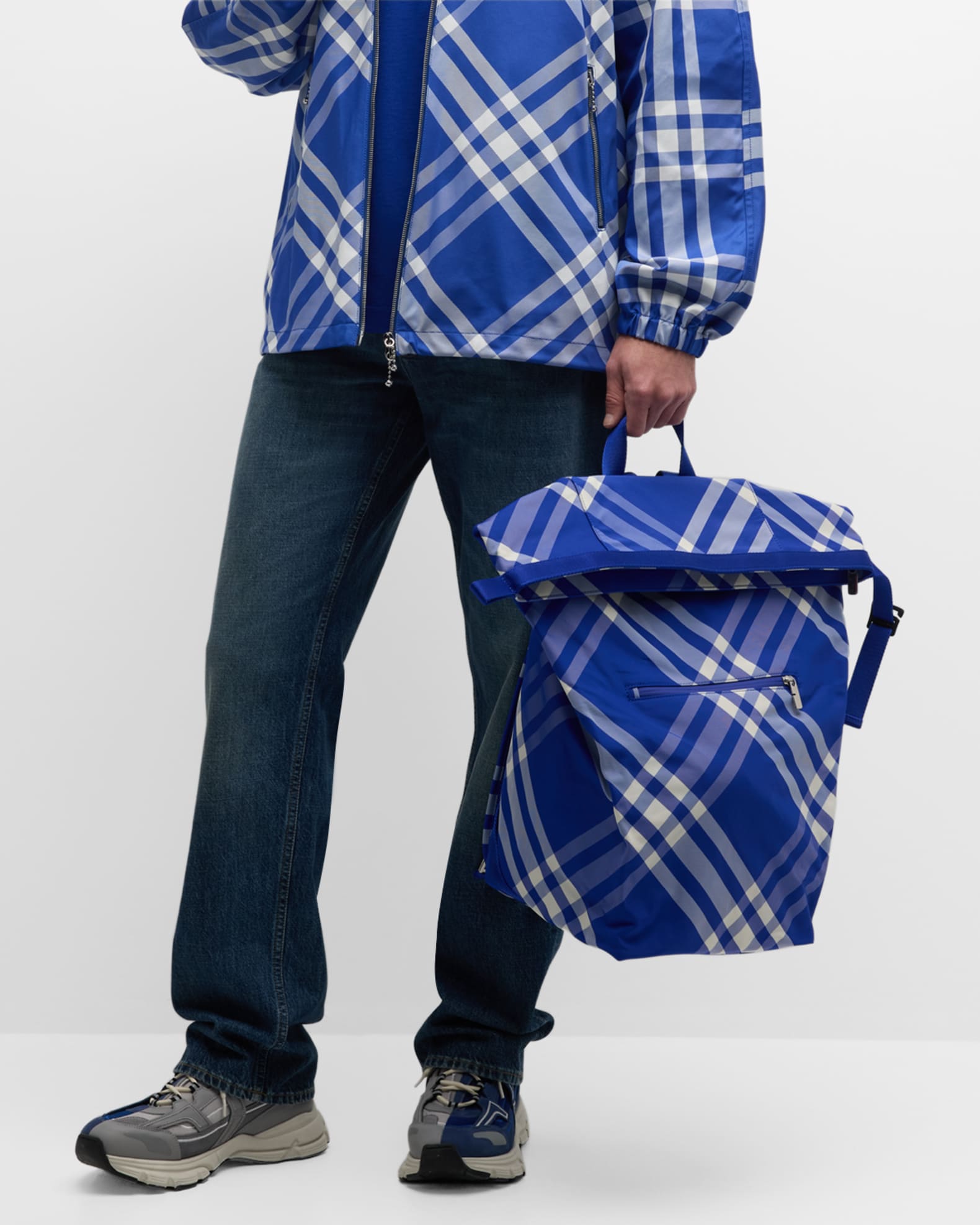Burberry Men's Check Roll-Top Backpack | Neiman Marcus