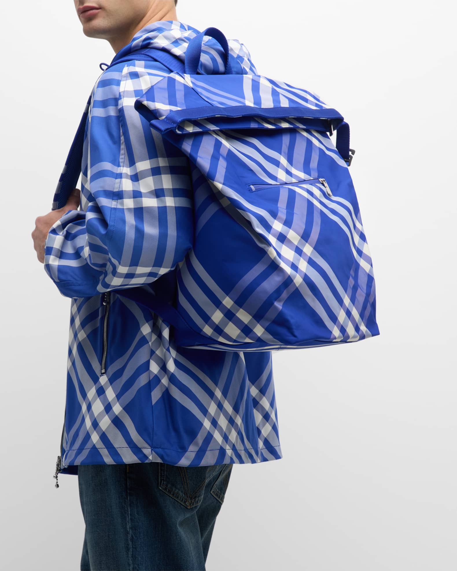 Burberry Men's Check Roll-Top Backpack | Neiman Marcus