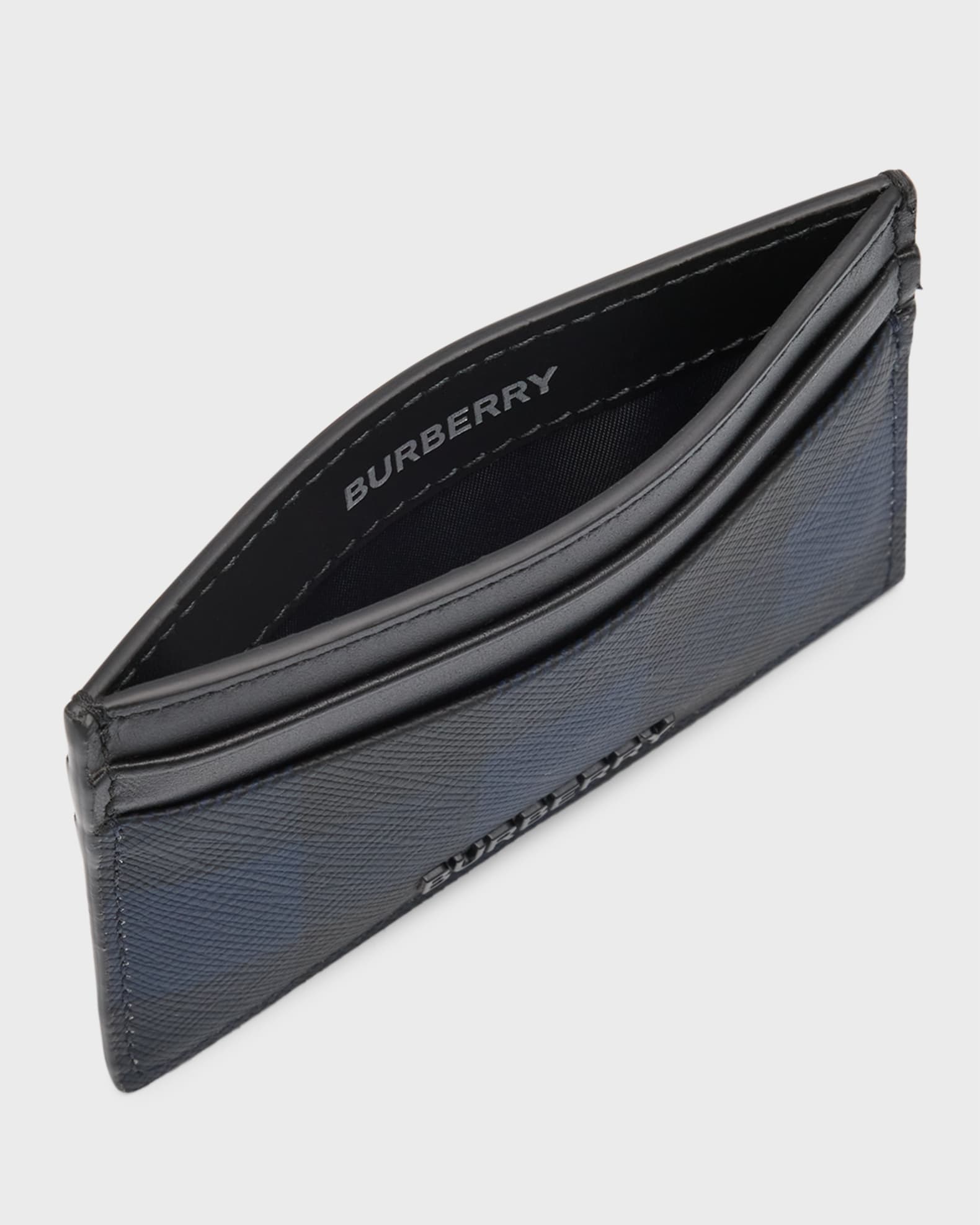 Burberry Men's Sandon Check and Leather Card Holder | Neiman Marcus