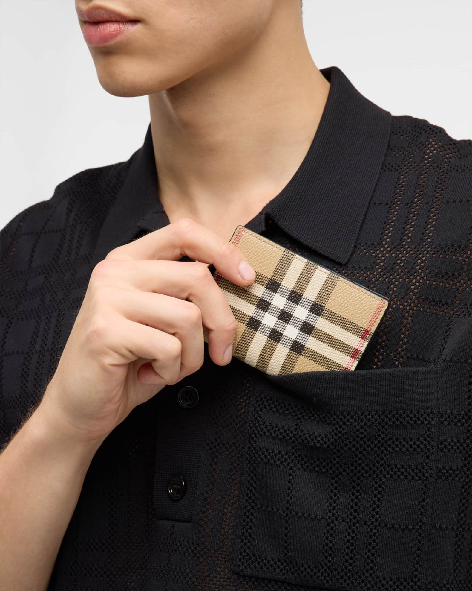 Burberry Men's Bateman Vintage Check Bifold Card Holder | Neiman Marcus