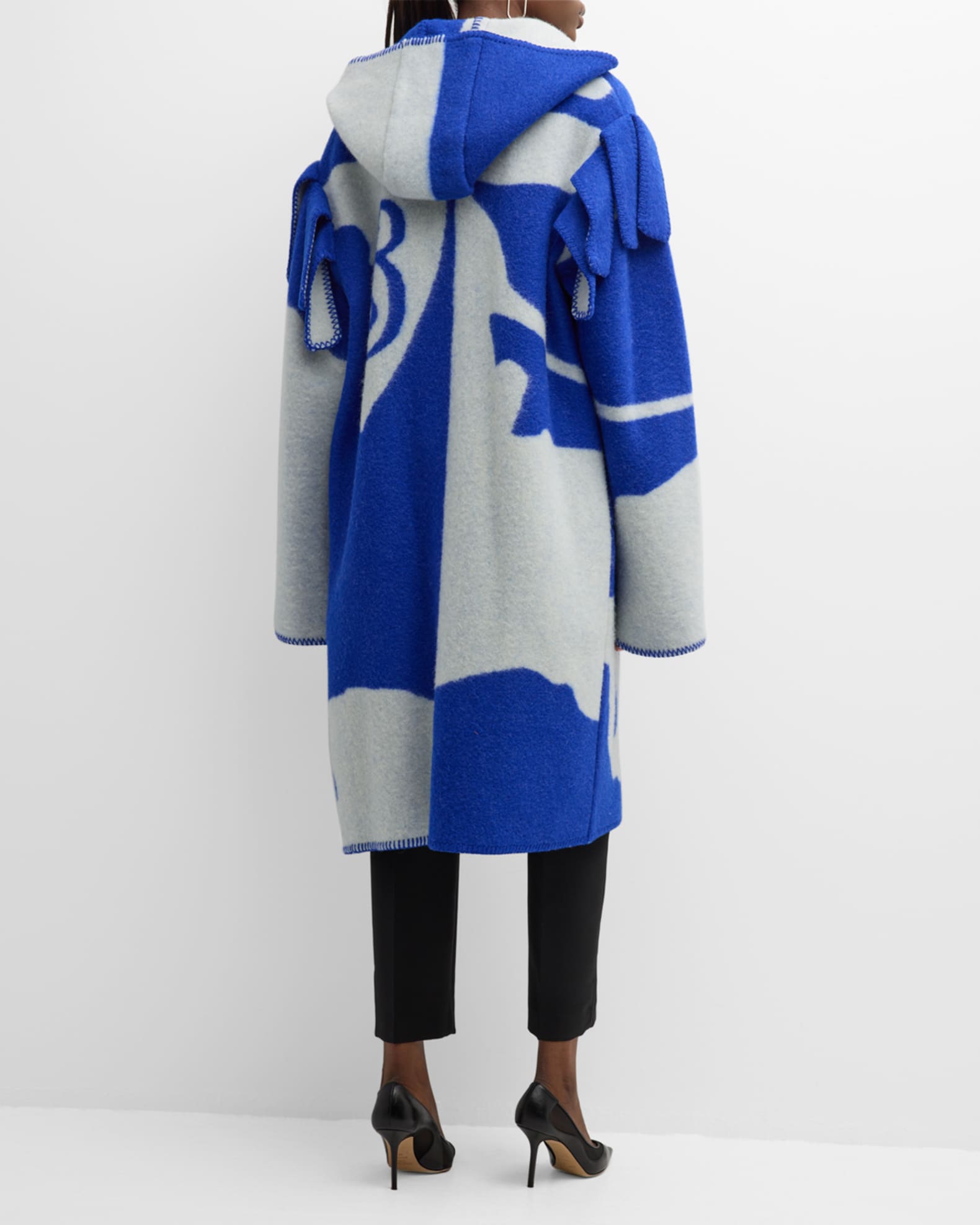 Burberry Colorblock EKD Hooded Wool Coat | Neiman Marcus