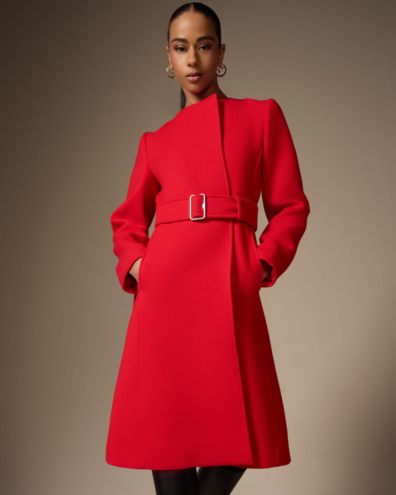 Burberry Merino Wool Belted Overcoat | Neiman Marcus