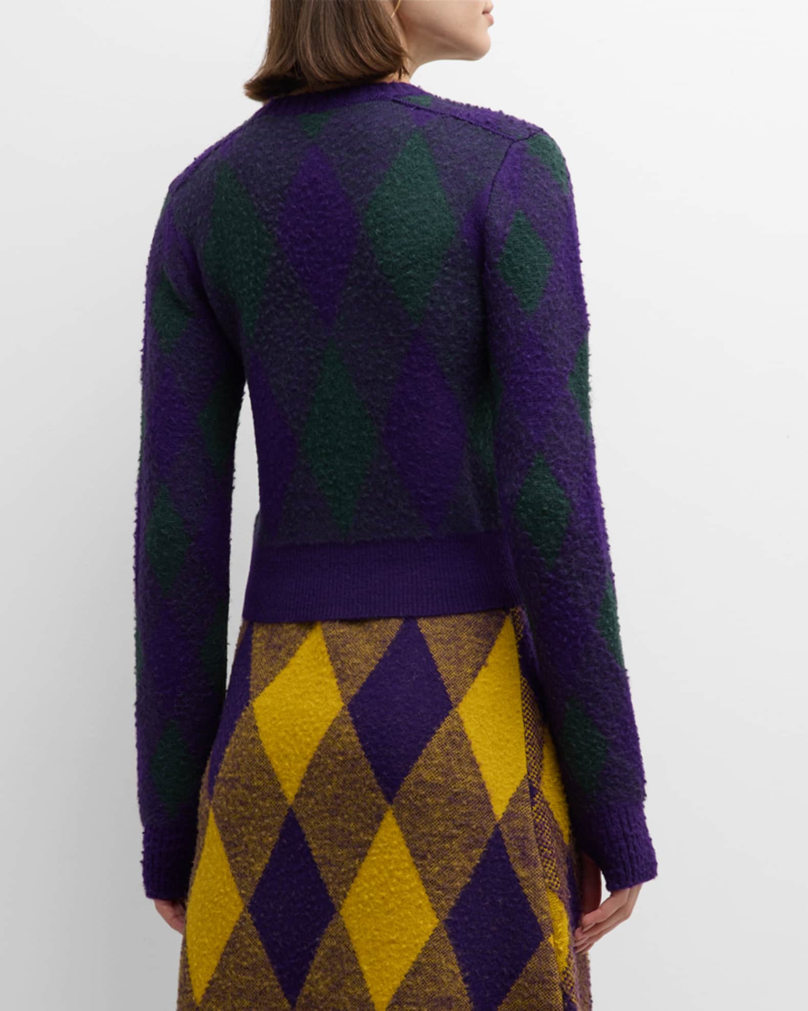 Burberry Check Knit Long-Sleeve Thumbhole Sweater | Neiman Marcus