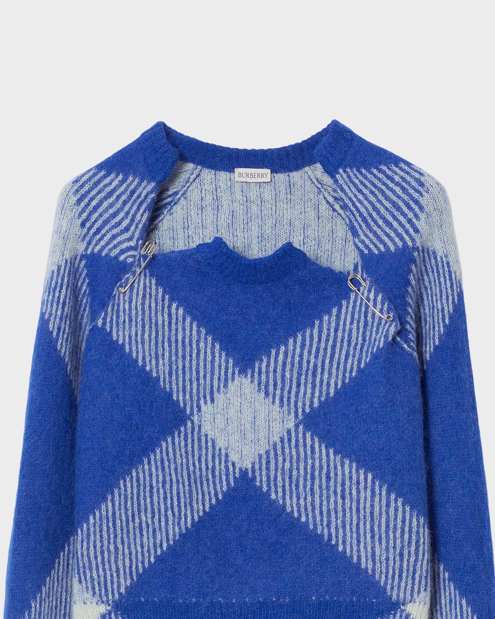 Burberry Check Wool Sweater with Safety Pins | Neiman Marcus