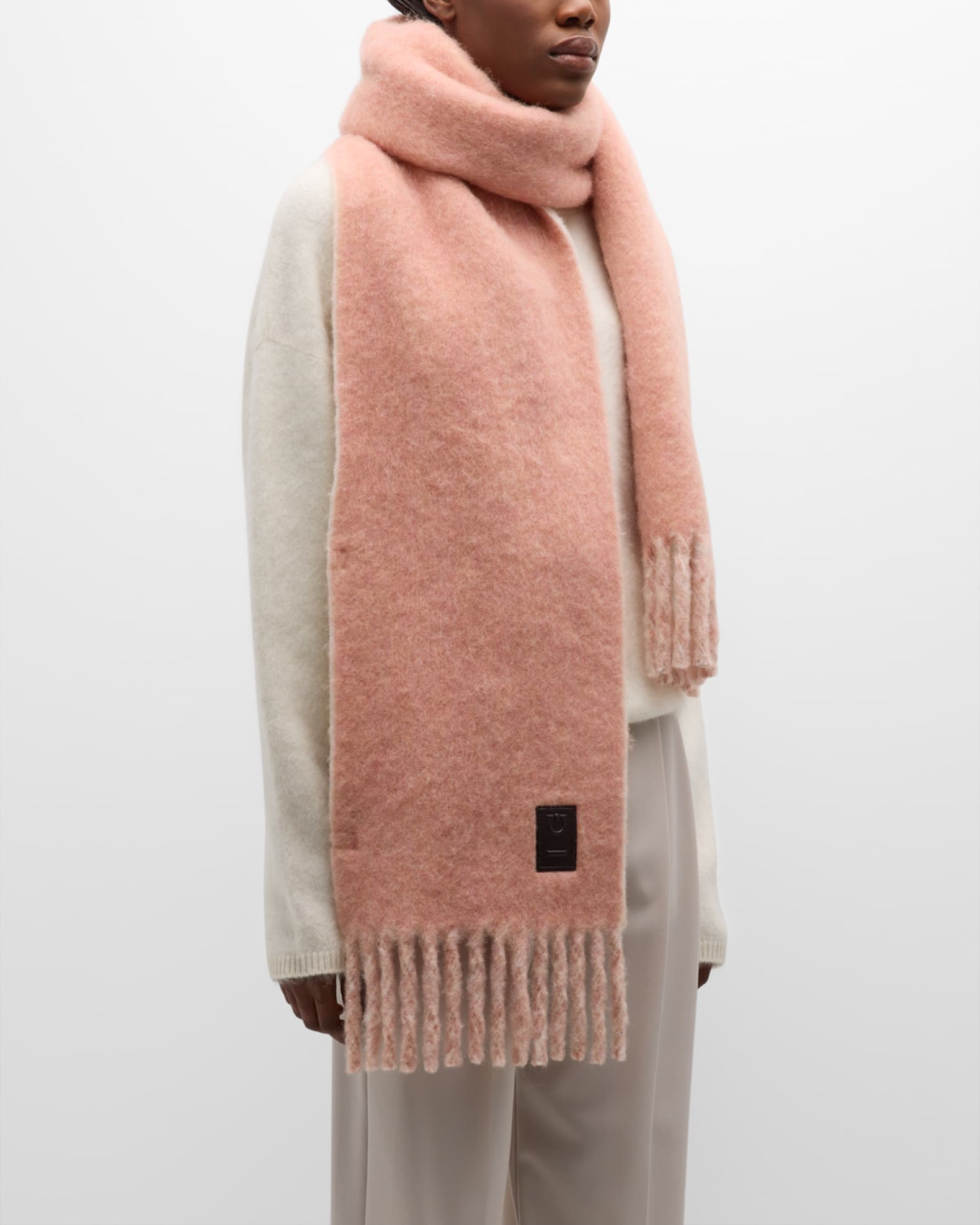Ferragamo Double Reversible Pink Wool Scarf | Neiman Marcus