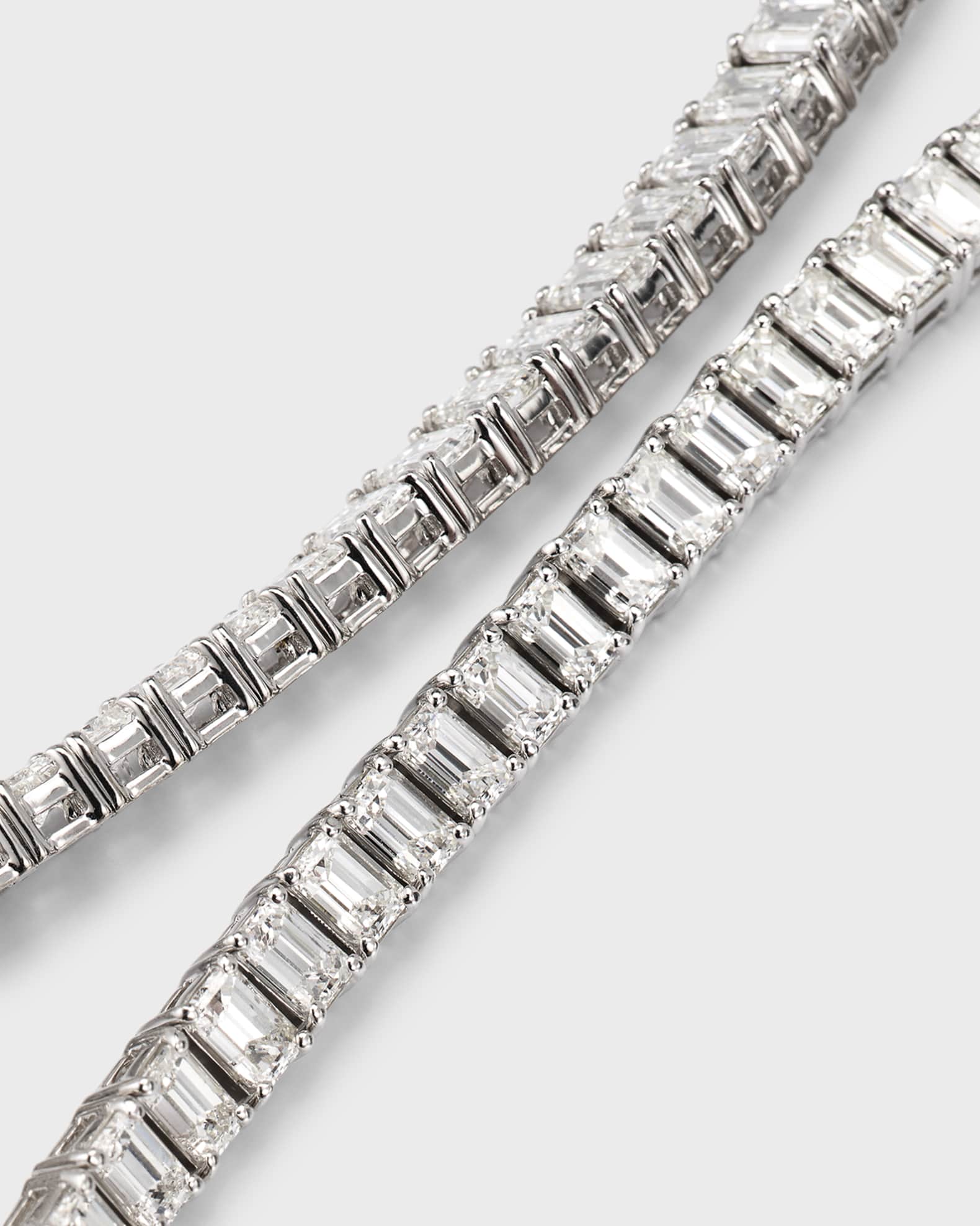 Neiman Marcus Diamonds 18K White Gold Baguette Diamond Tennis Necklace ...
