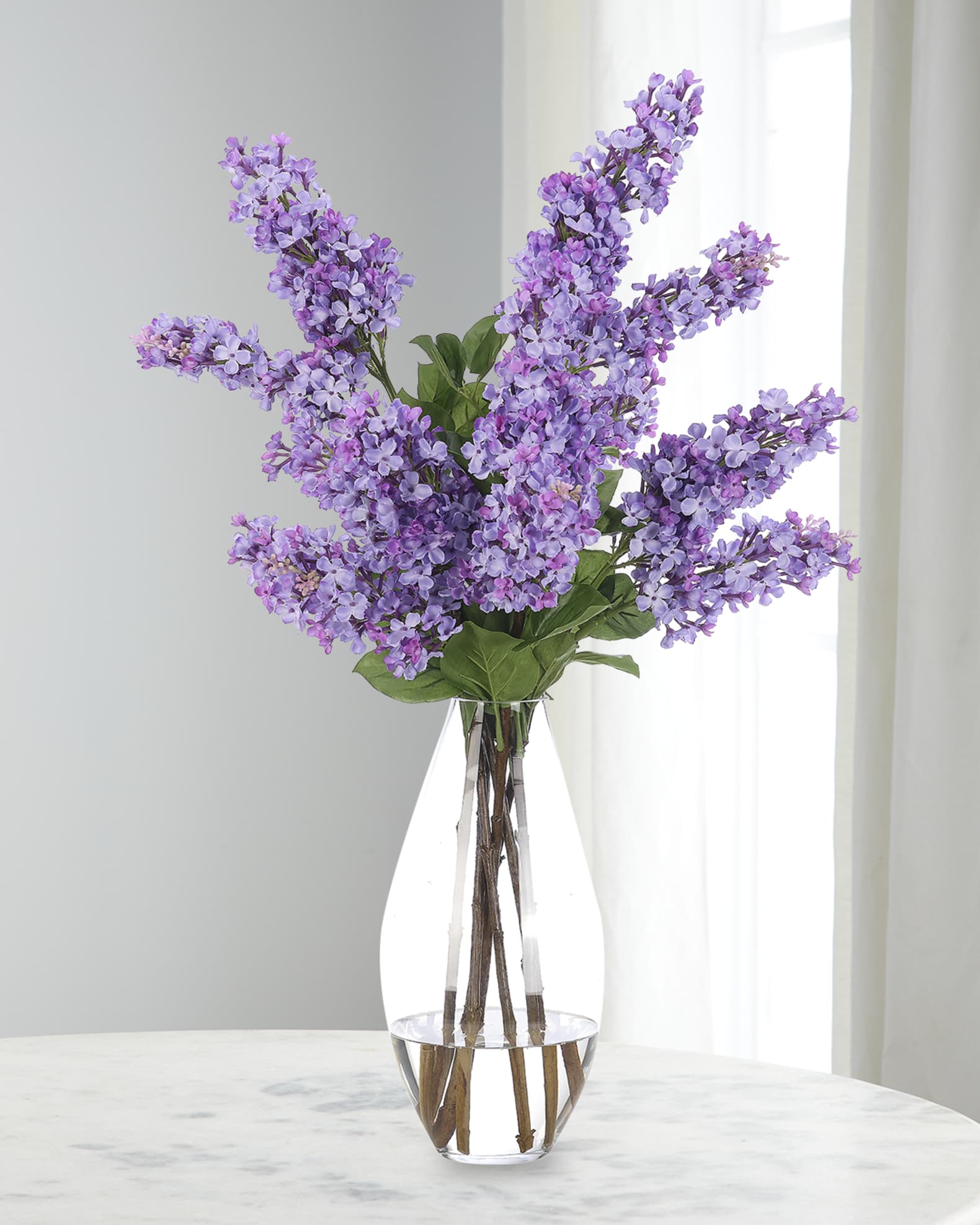 NDI Lilac 30" Faux Floral Arrangement in Glass Vase | Neiman Marcus
