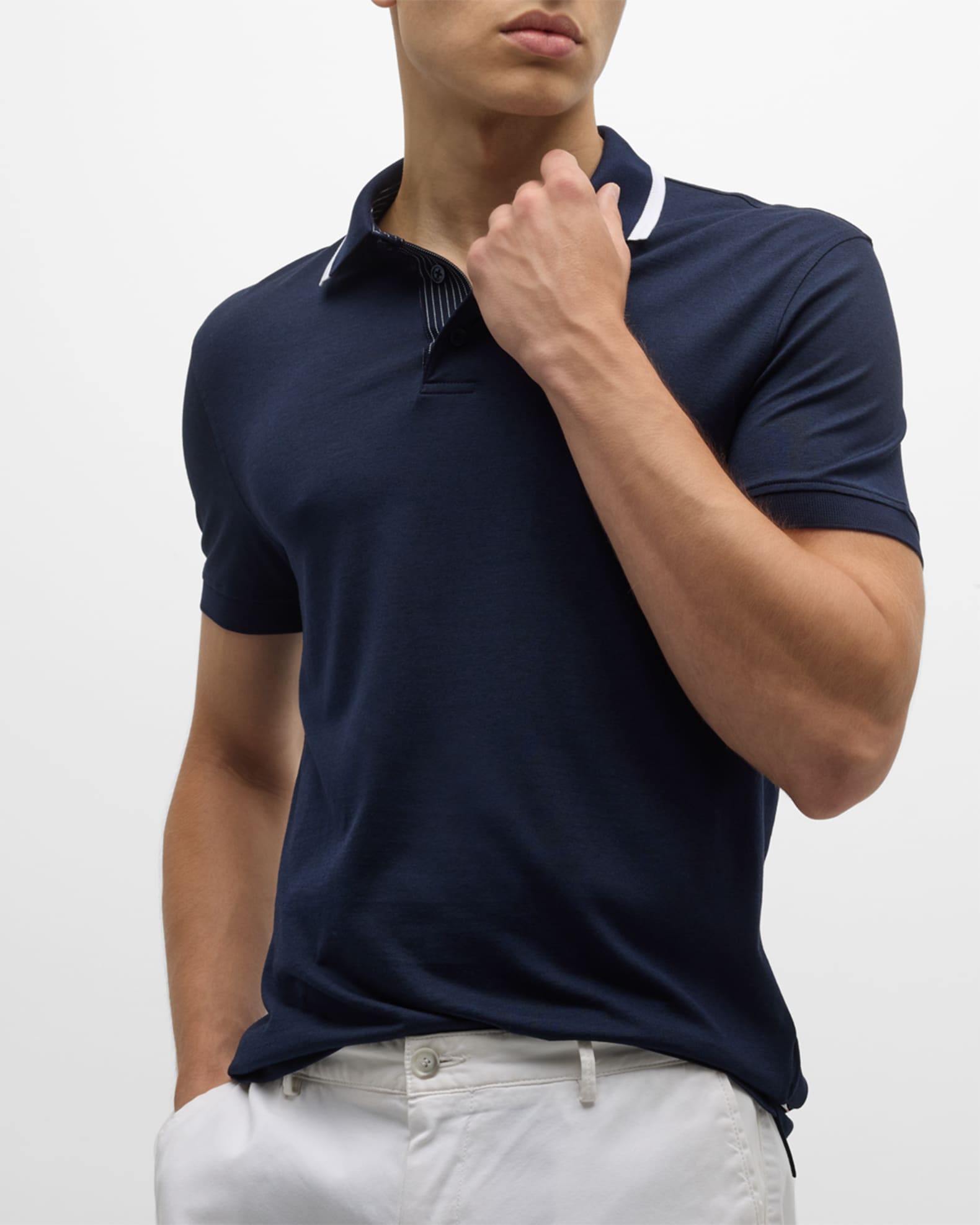 Orlebar Brown Men's Dominic Tipped-Collar Polo Shirt | Neiman Marcus