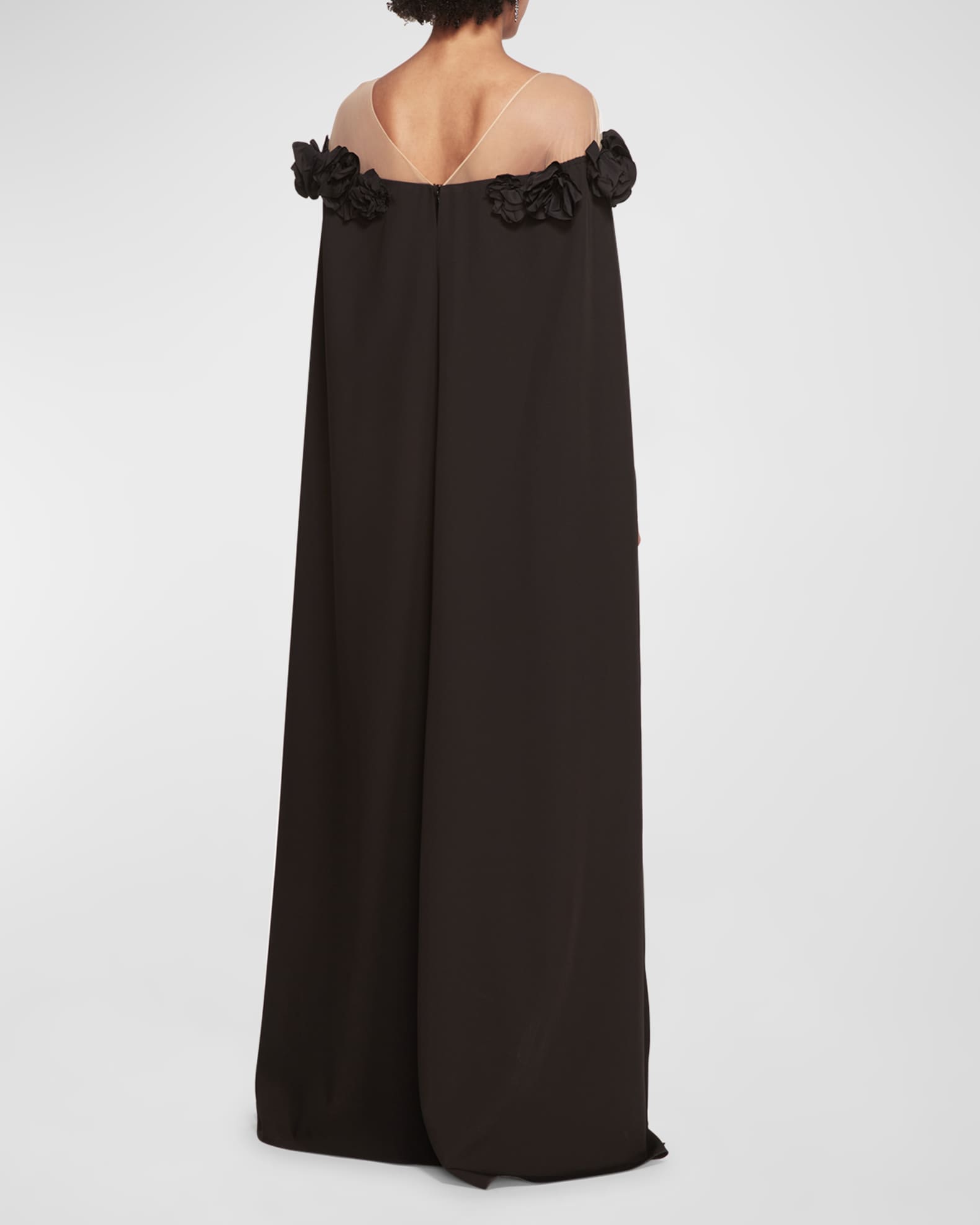 Marchesa Notte Off-Shoulder Ruffle Cape Gown | Neiman Marcus