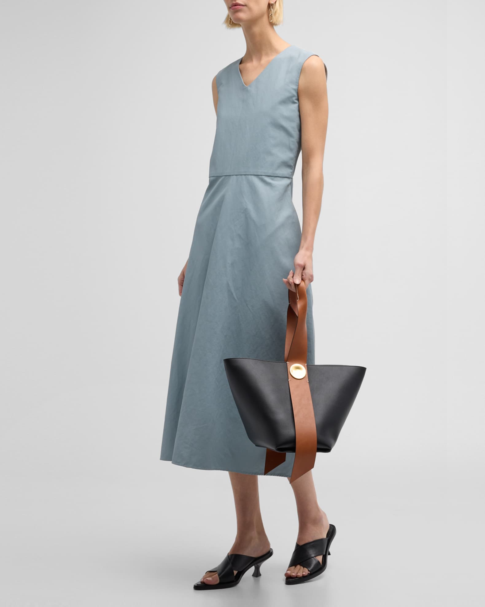 Jil Sander Small Twisted Leather Top-Handle Bag | Neiman Marcus