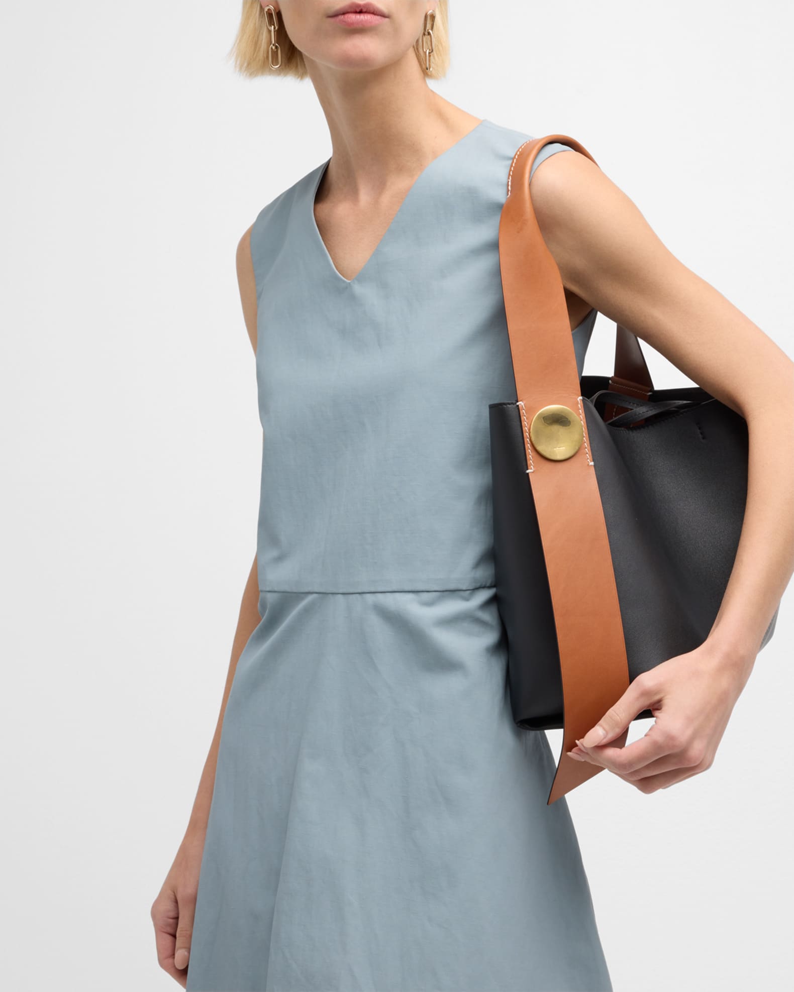 Jil Sander Small Twisted Leather Top-Handle Bag | Neiman Marcus