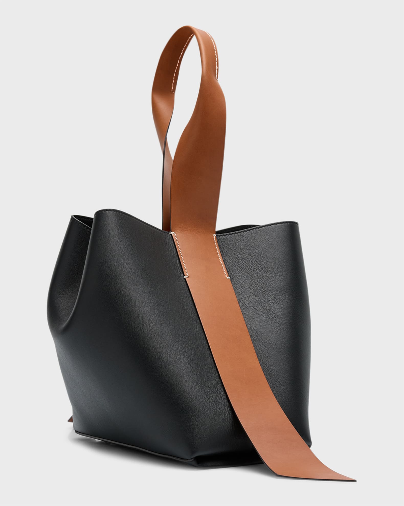 Jil Sander Small Twisted Leather Top-Handle Bag | Neiman Marcus