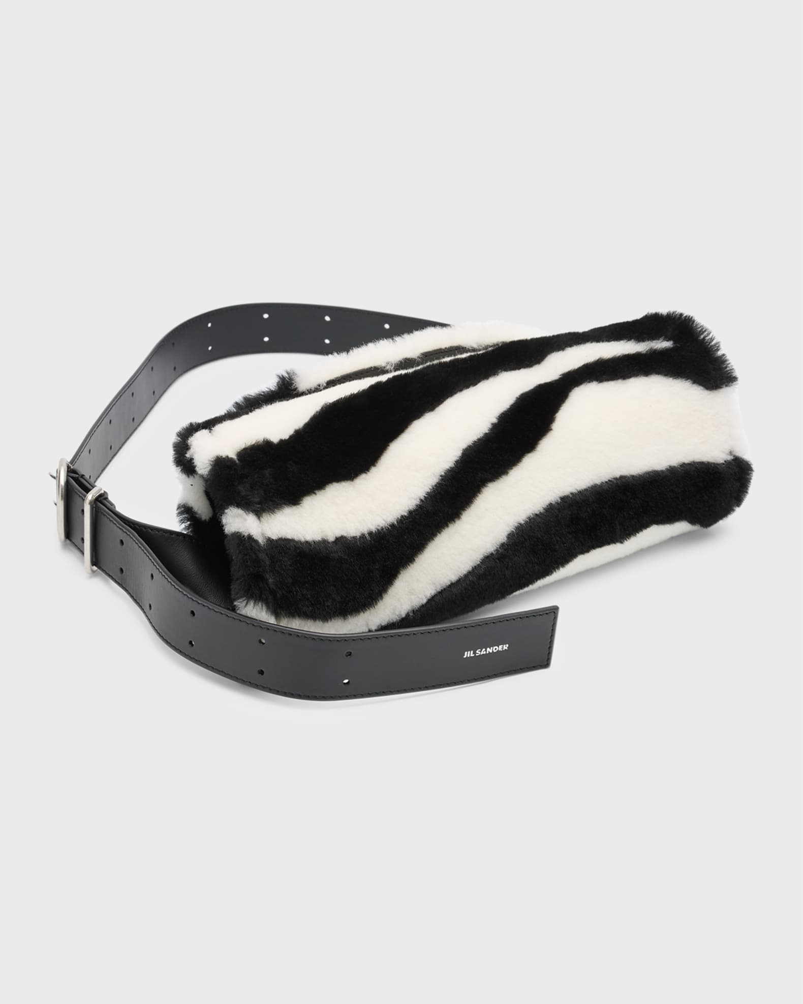 Jil Sander Cannolo Small Zebra Faux-Fur Shoulder Bag | Neiman Marcus