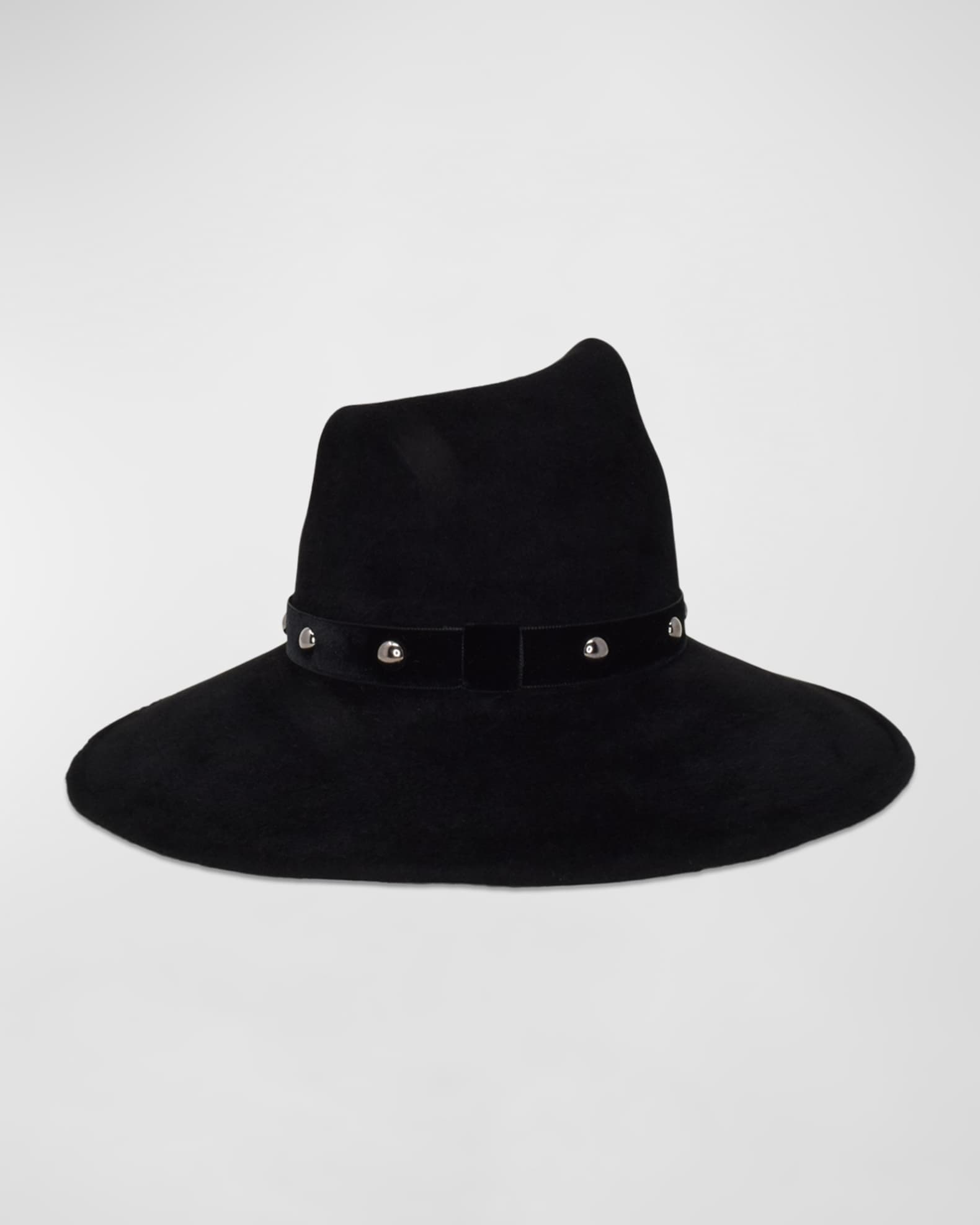 Gigi Burris Drake Felt Fedora with Studded Band | Neiman Marcus