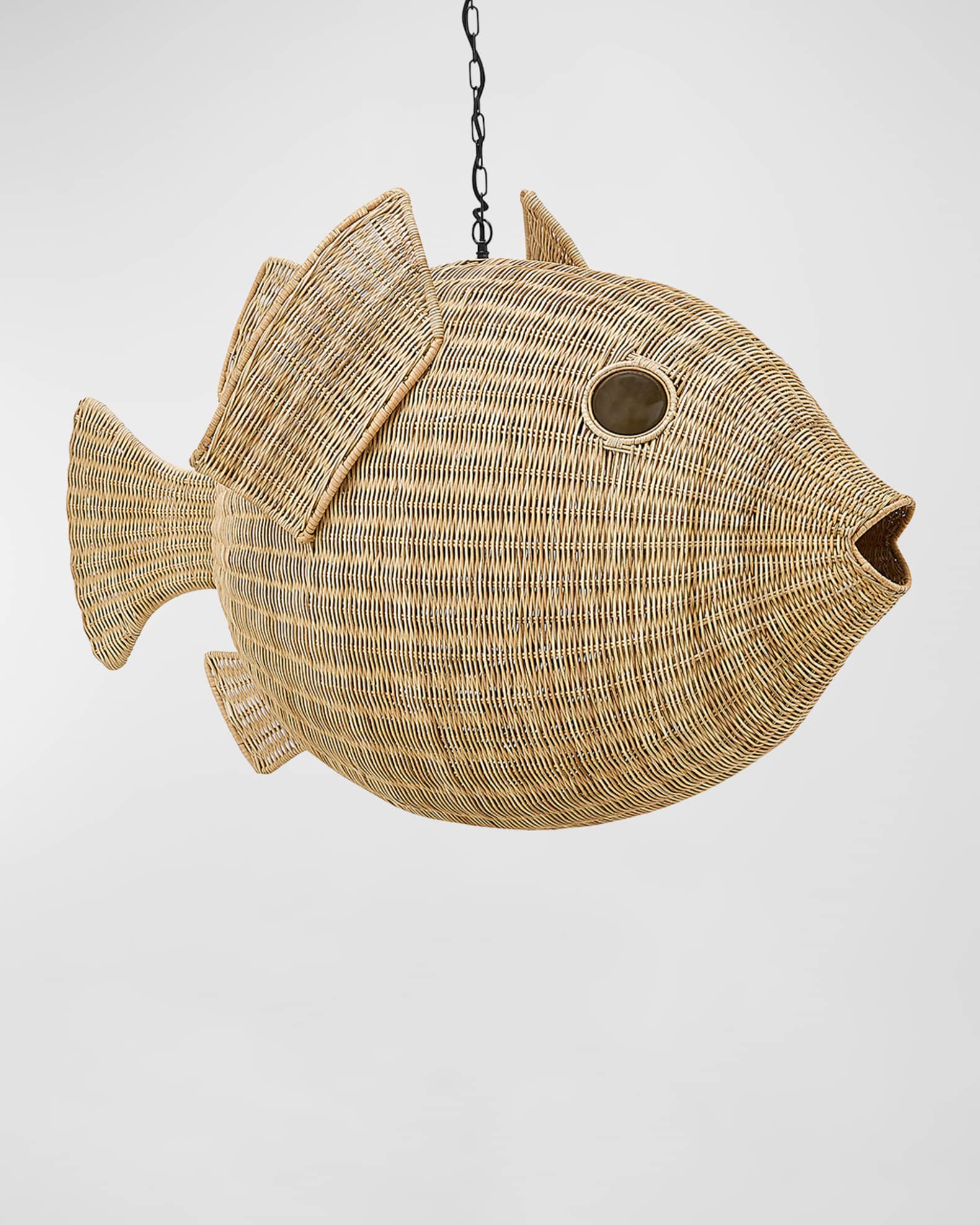 Jonathan Adler Wicker Blowfish Large Pendant, 47" | Neiman Marcus