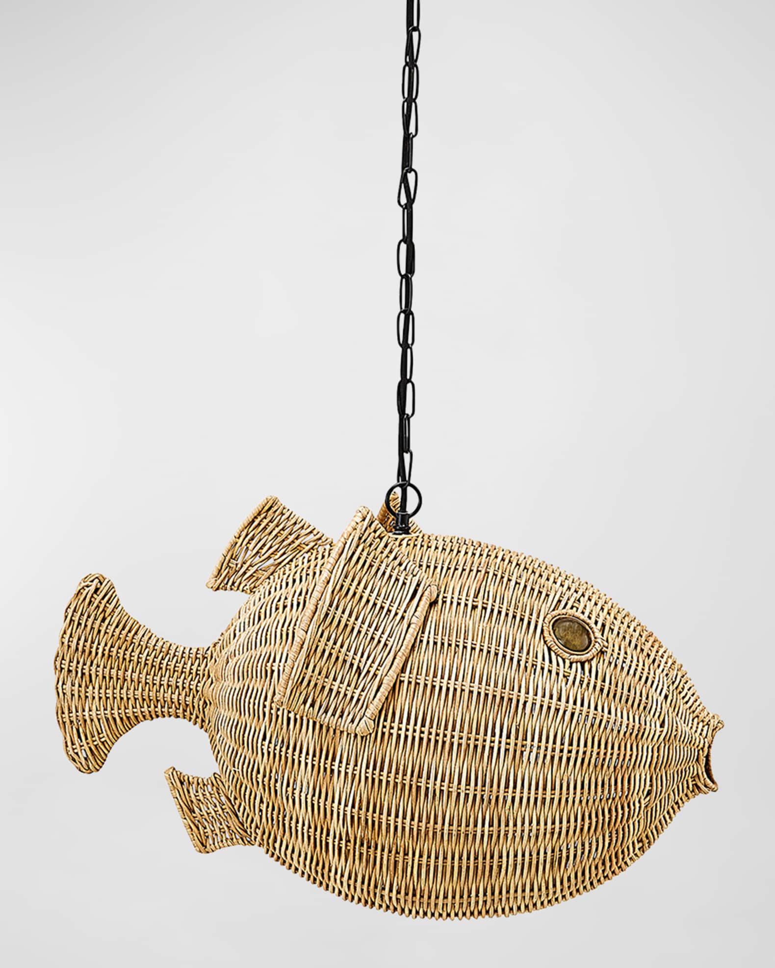 Jonathan Adler Wicker Blowfish Small Pendant, 24" | Neiman Marcus