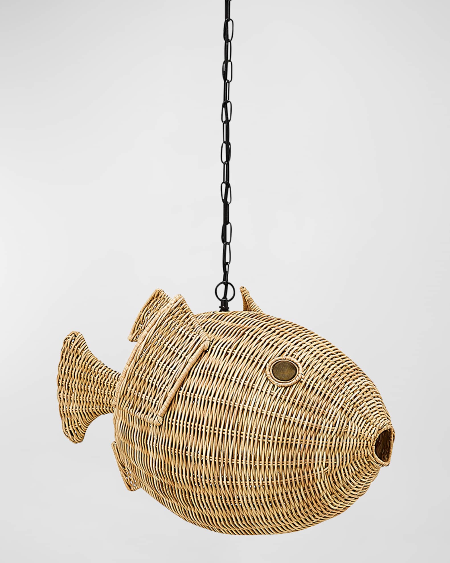 Jonathan Adler Wicker Blowfish Small Pendant, 24" | Neiman Marcus