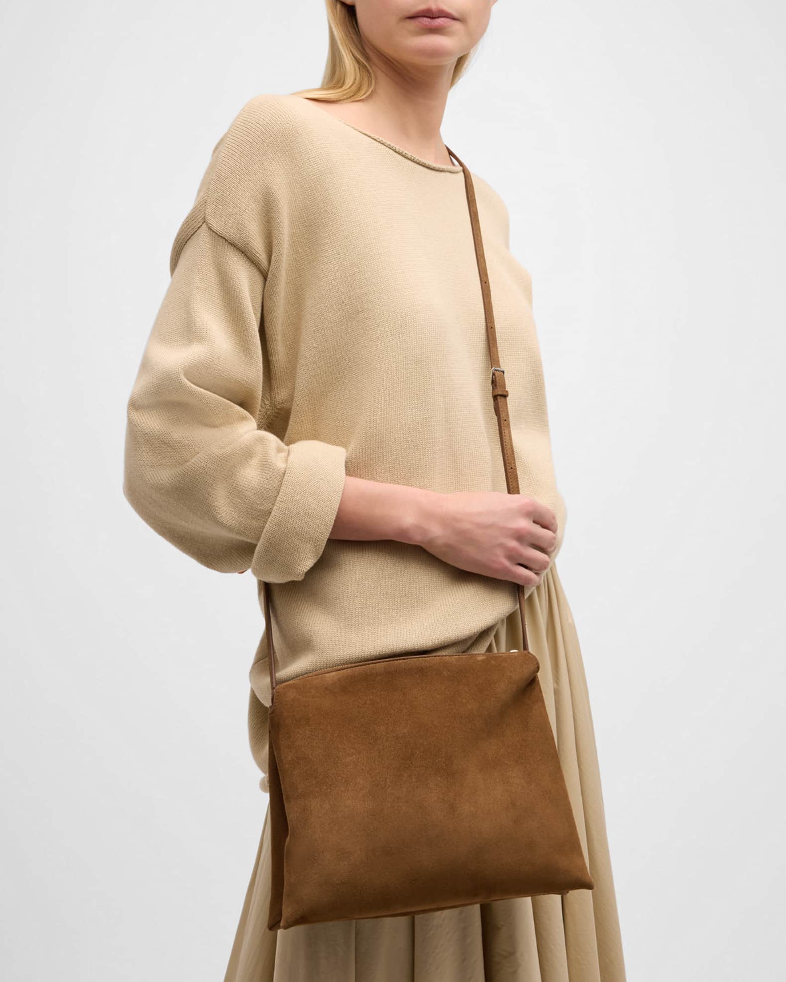 THE ROW Nu Twin Crossbody Bag in Suede | Neiman Marcus