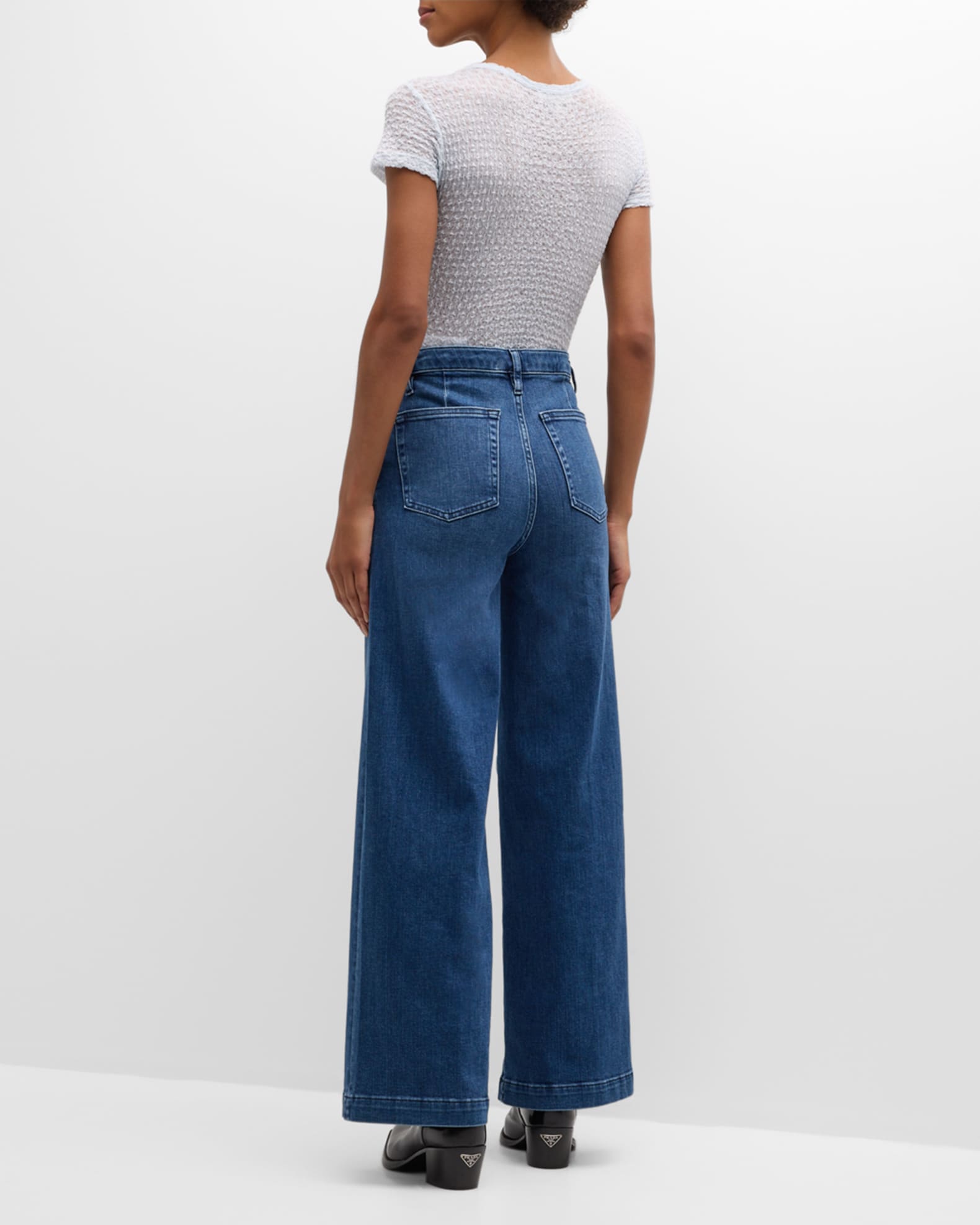 Mesh-Lace Crewneck Baby Tee | Neiman Marcus