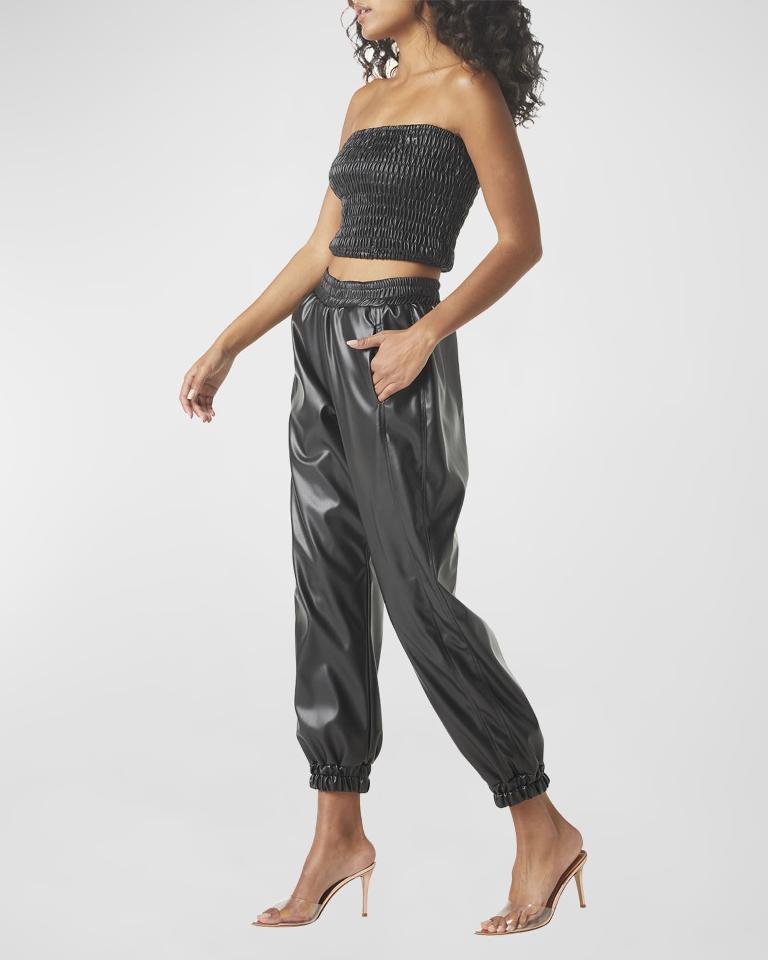 MISA Los Angeles Kasta Faux-Leather Jogger Pants | Neiman Marcus