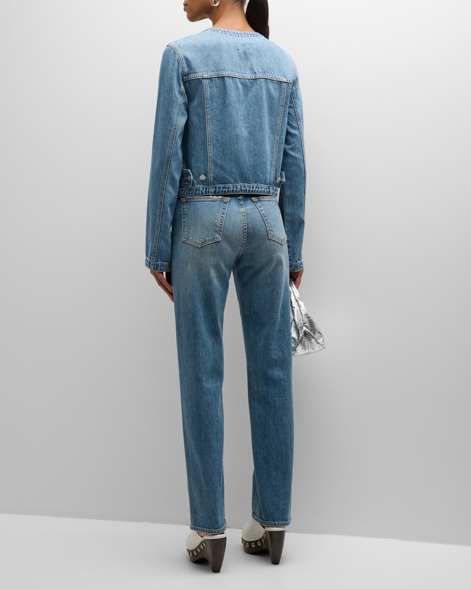 Rag & Bone Featherweight Cora Collarless Denim Jacket | Neiman Marcus