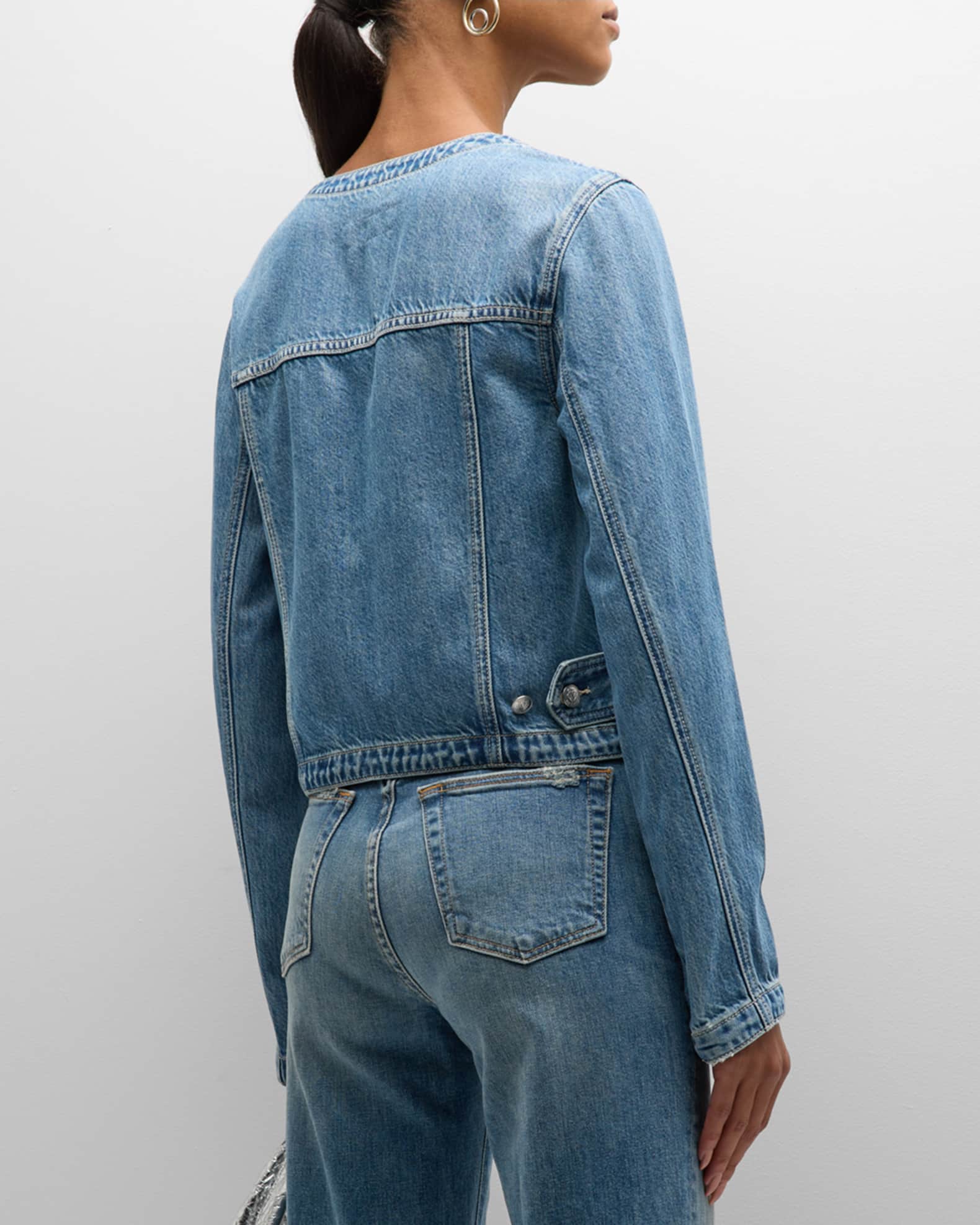 Rag & Bone Featherweight Cora Collarless Denim Jacket | Neiman Marcus