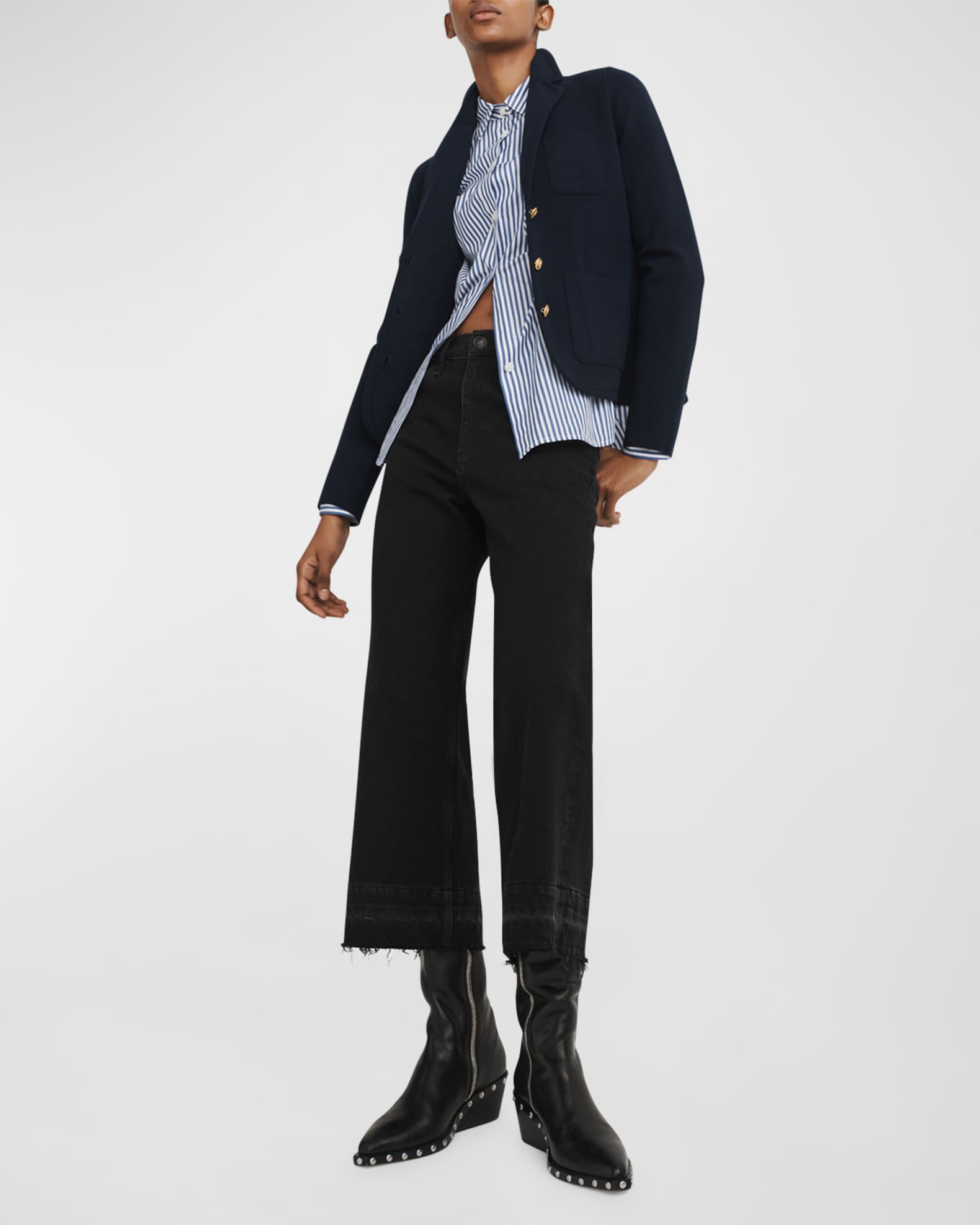 Rag & Bone Andi Wide-Leg Released Hem Jeans | Neiman Marcus