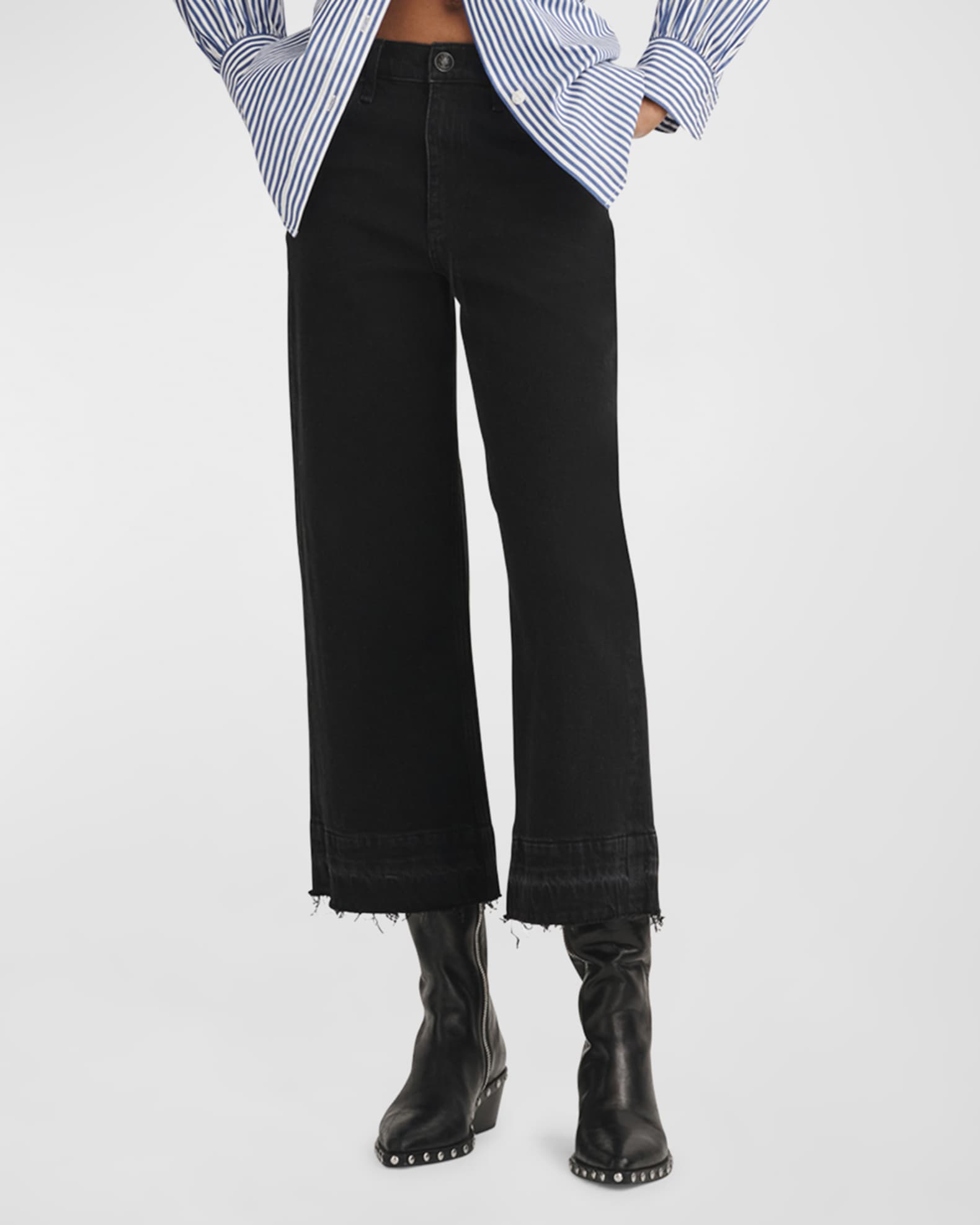 Rag & Bone Andi Wide-Leg Released Hem Jeans | Neiman Marcus