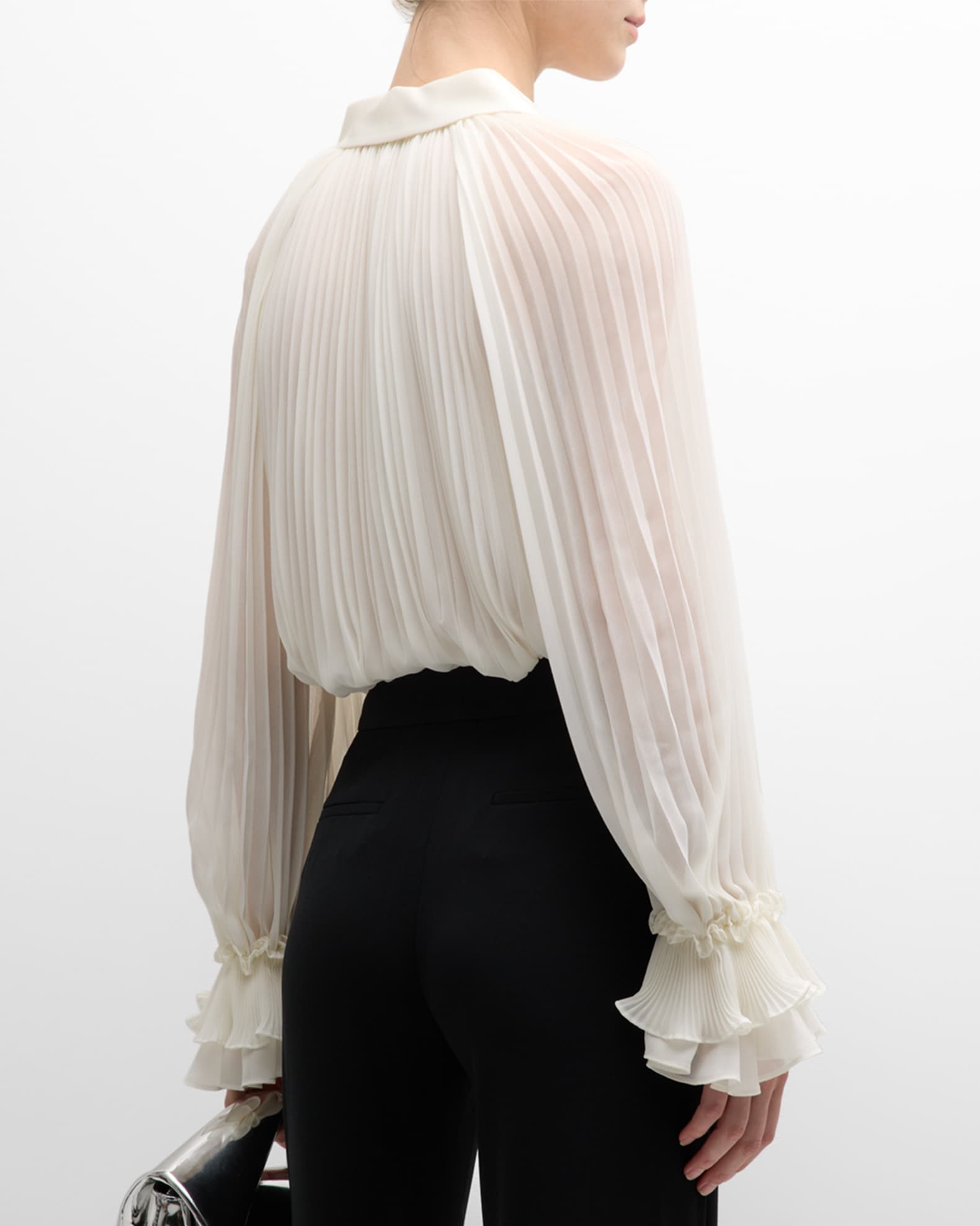 Ungaro Samantha Button-Front Pleated Sleeve Blouse | Neiman Marcus