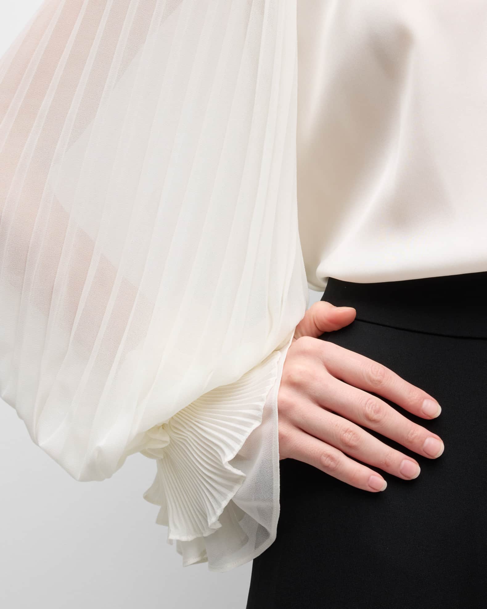 Ungaro Samantha Button-Front Pleated Sleeve Blouse | Neiman Marcus