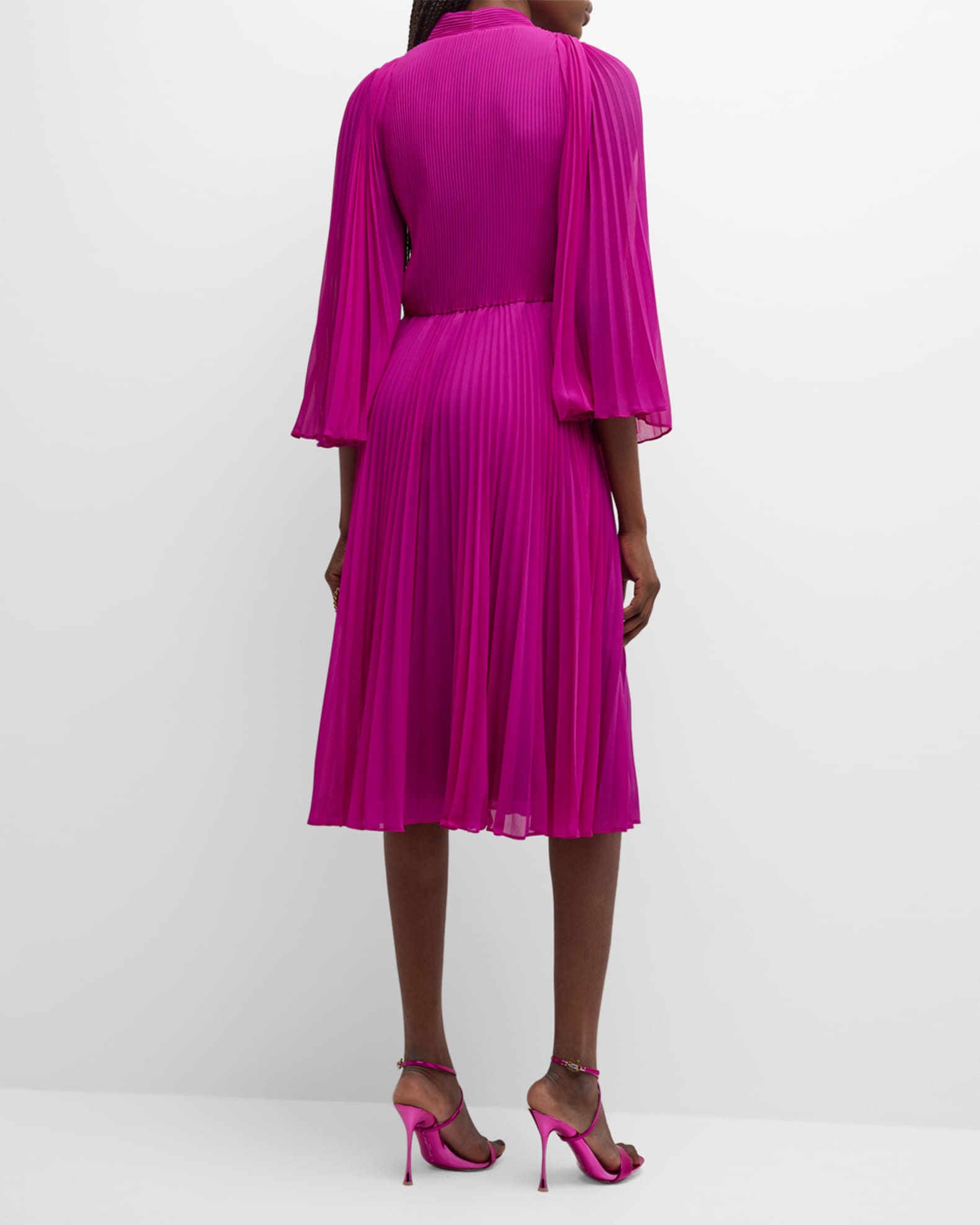Ungaro Jolie Pleated Empire Midi Dress | Neiman Marcus