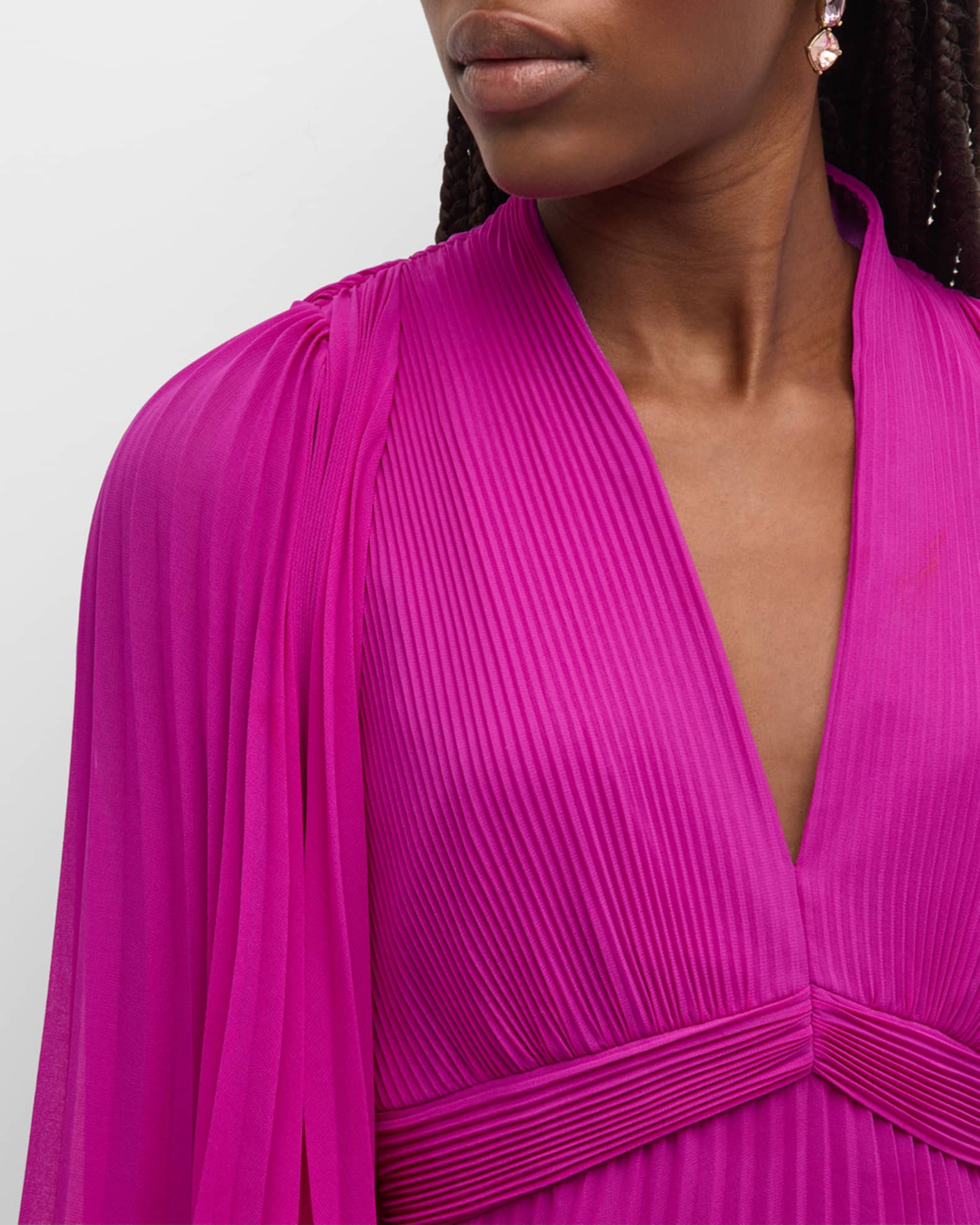 Ungaro Jolie Pleated Empire Midi Dress | Neiman Marcus