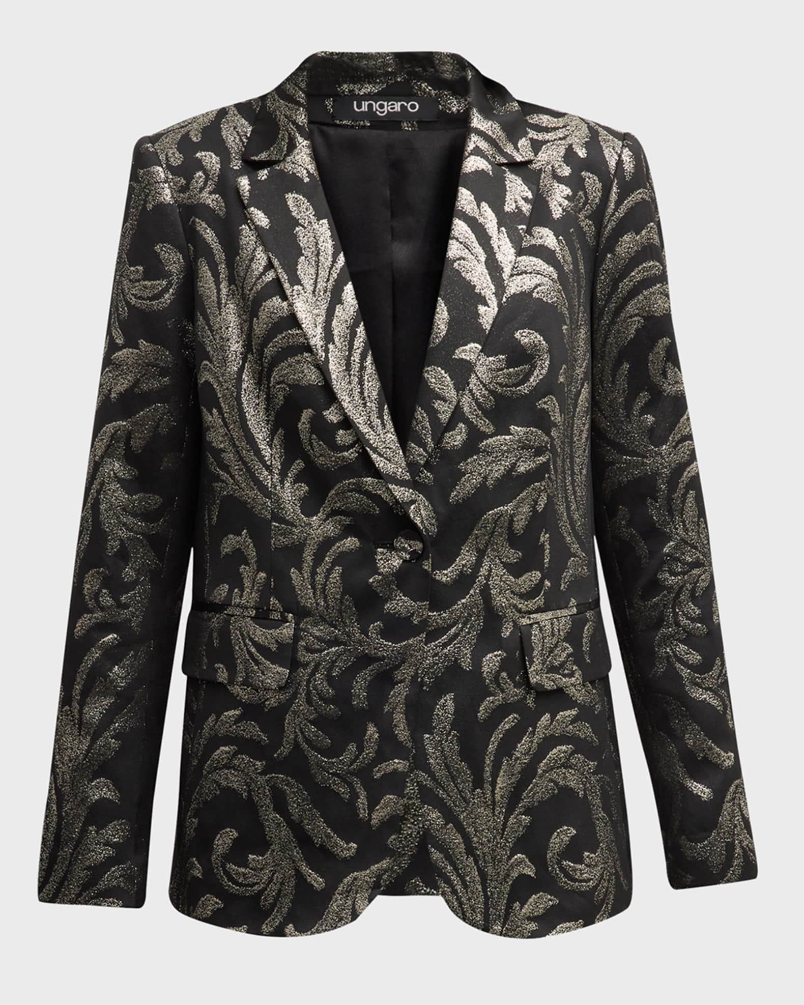 Ungaro Lauren Single-Button Metallic Jacquard Jacket | Neiman Marcus