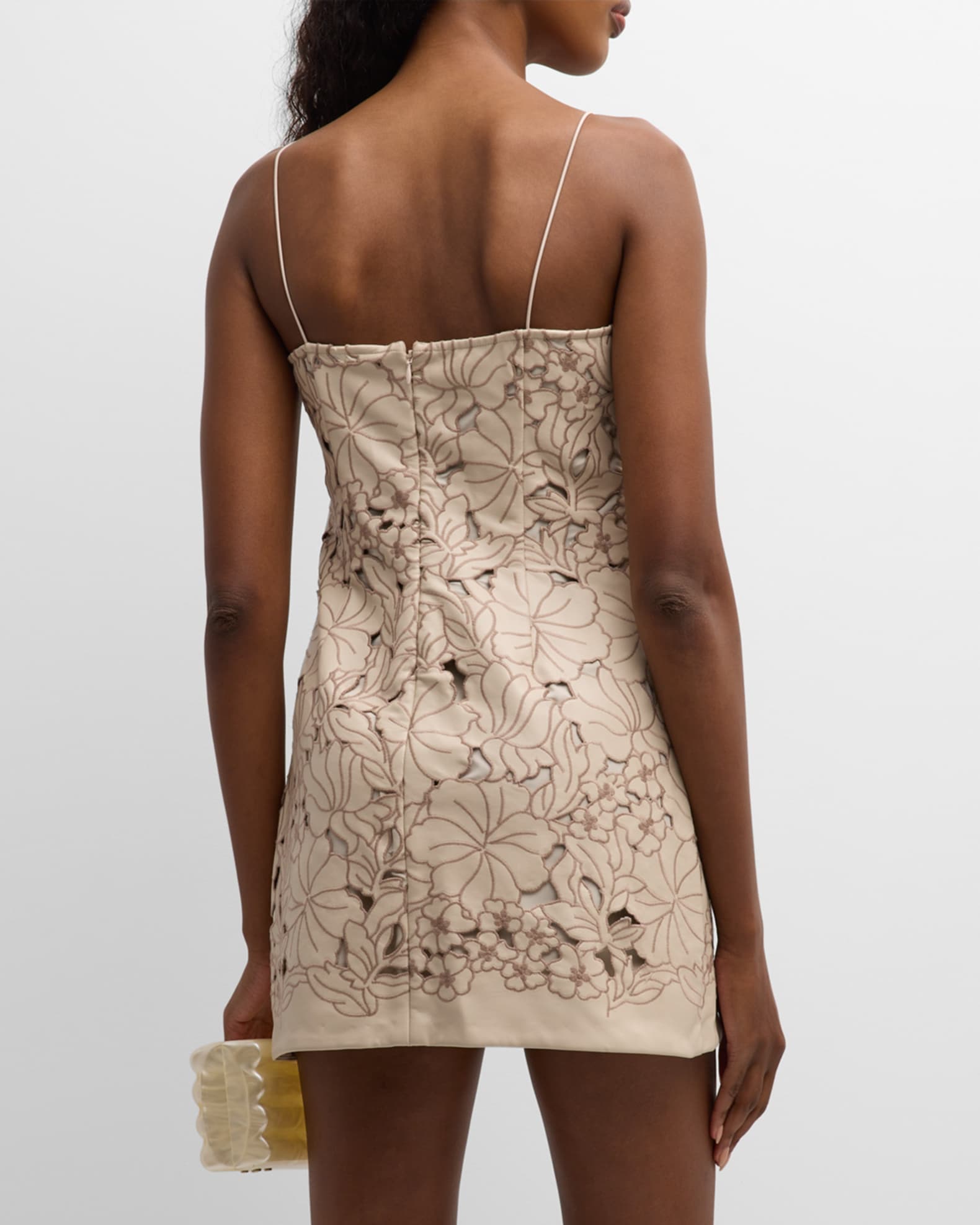 Cult Gaia Anelia Floral-Embroidered Cutout Mini Dress | Neiman Marcus