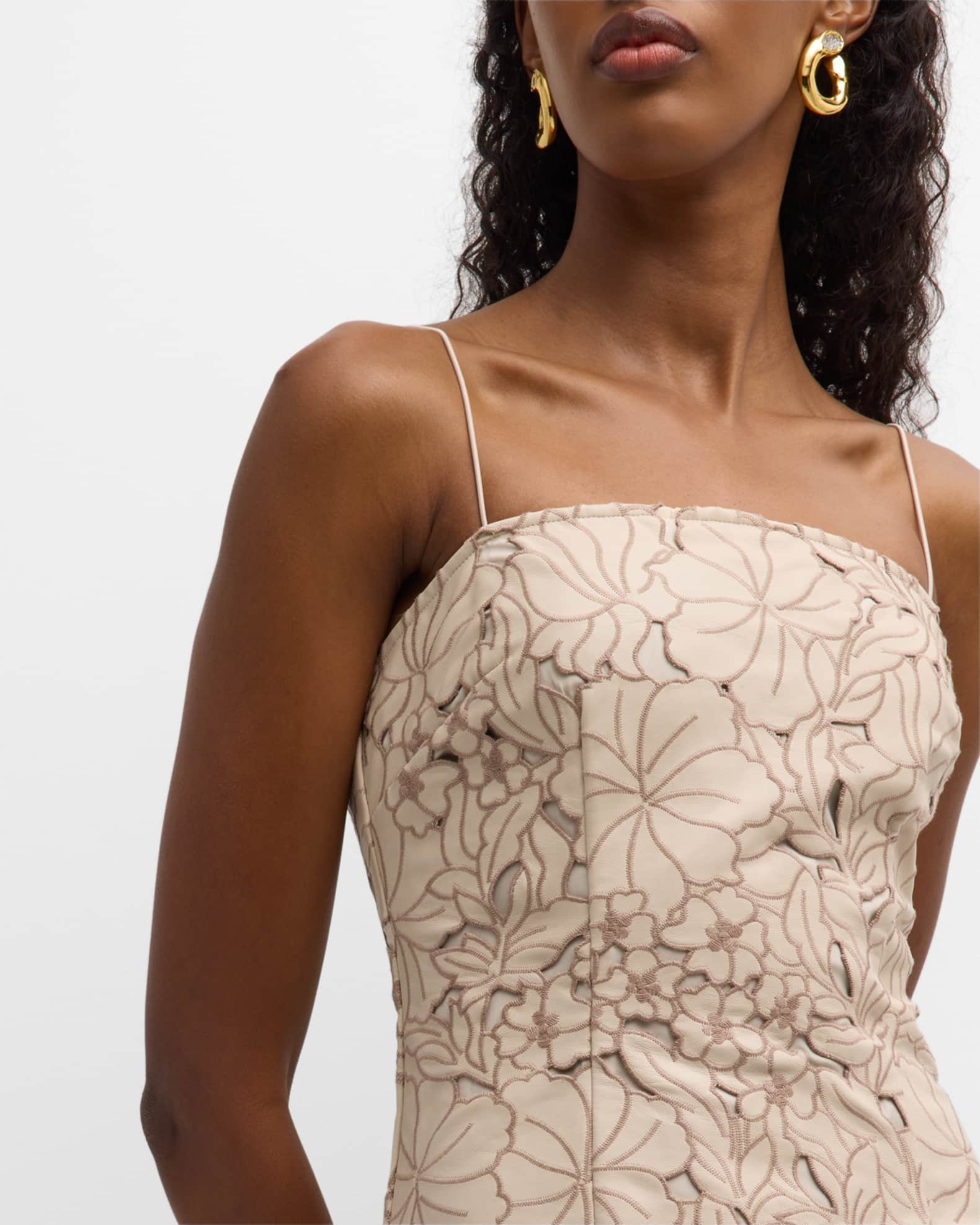 Cult Gaia Anelia Floral-Embroidered Cutout Mini Dress | Neiman Marcus