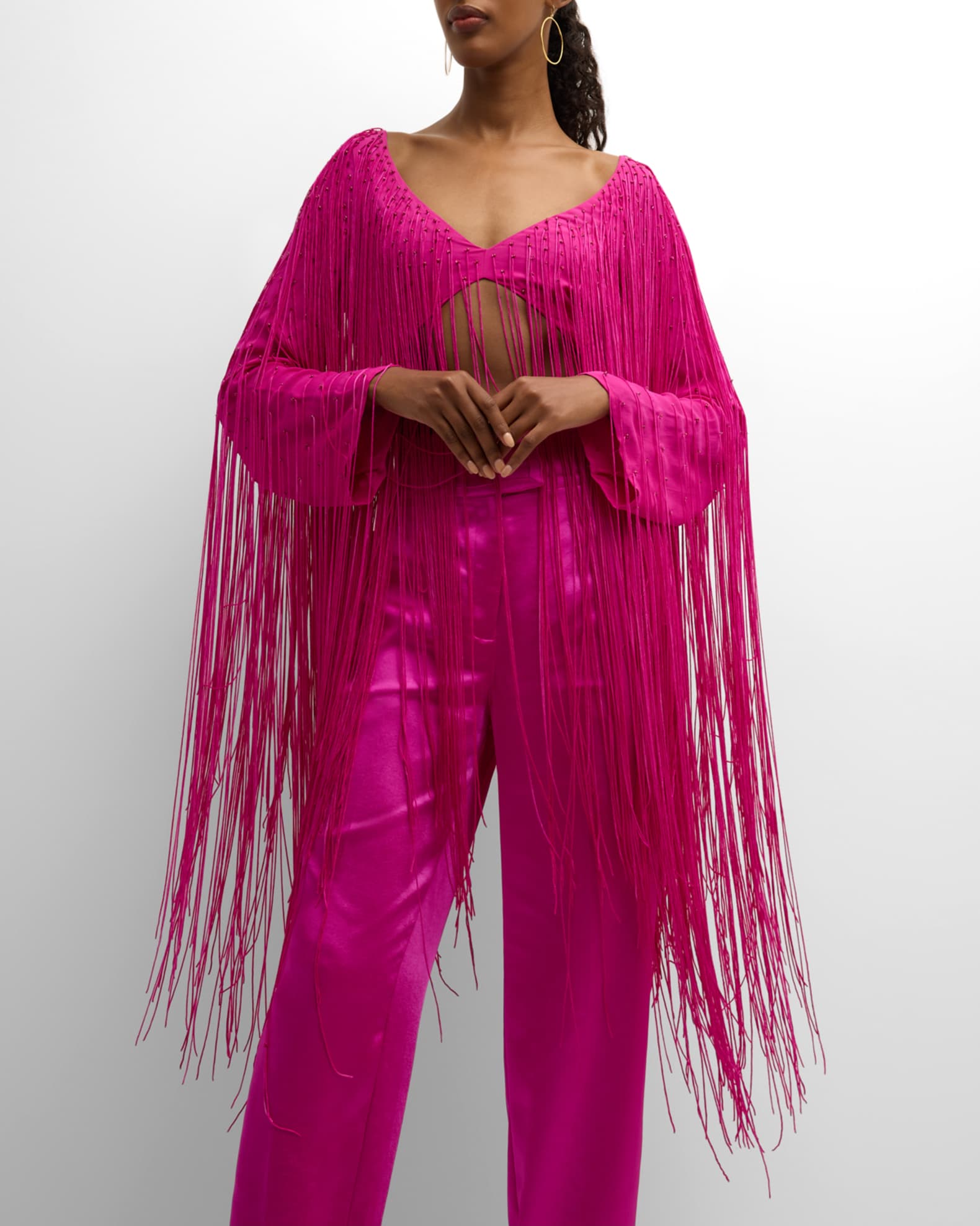 Cult Gaia Lorena Rhinestone Fringe Crop Top | Neiman Marcus