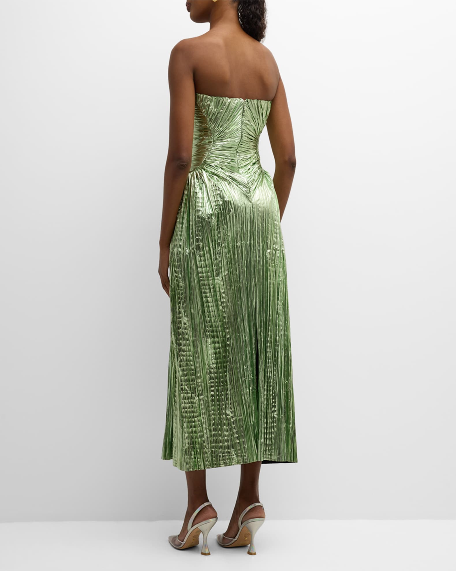 Cult Gaia Ashika Strapless Metallic Plisse Gown | Neiman Marcus