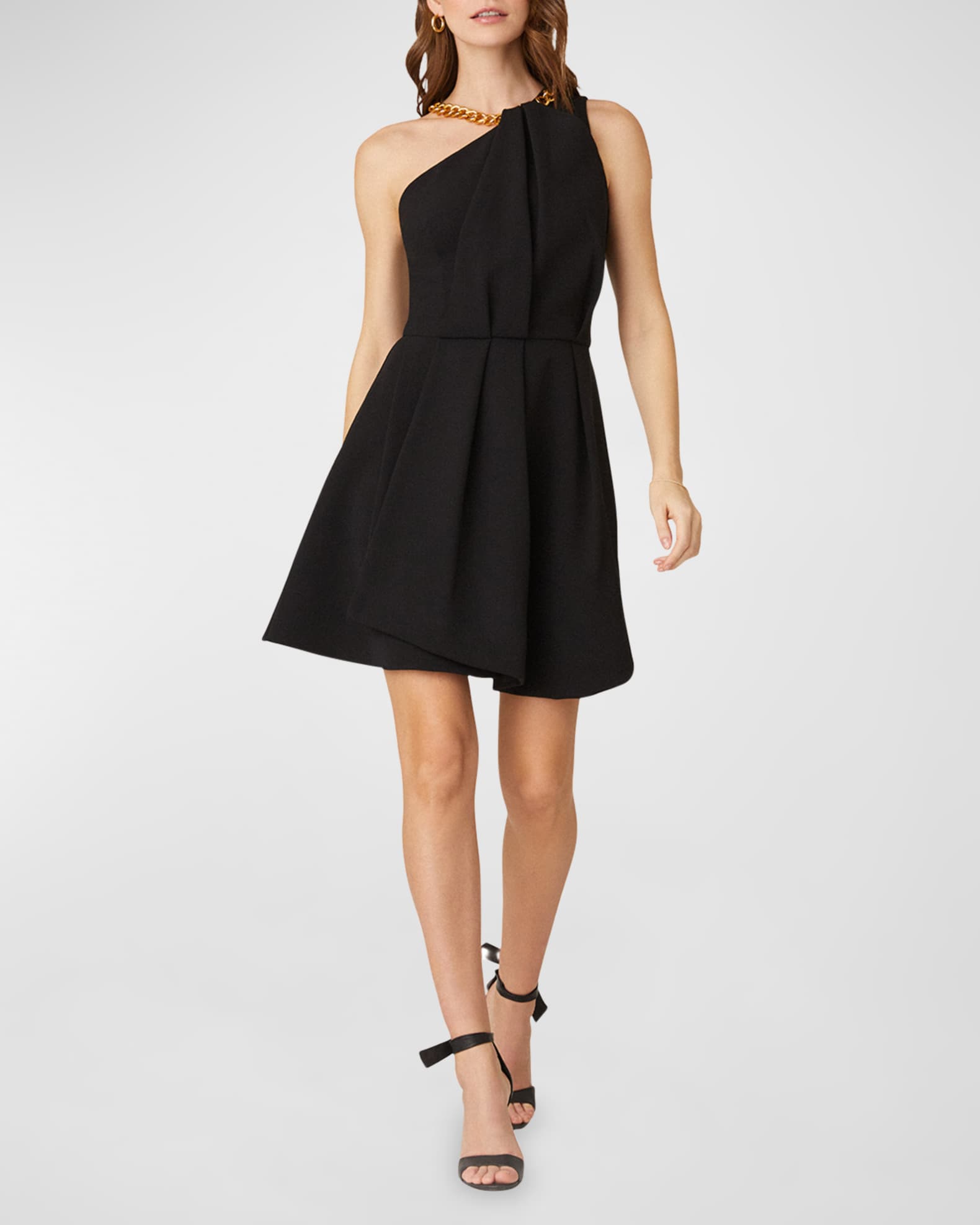 Shoshanna Sleeveless Pleated Chain-Strap Mini Dress | Neiman Marcus