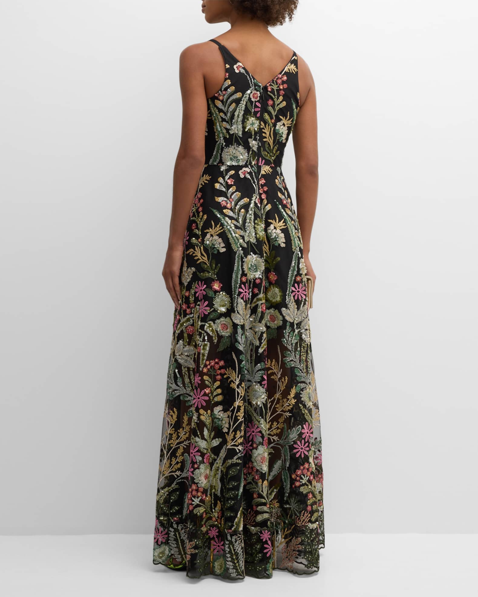Dress the Population Black Label Ariyah Sleeveless Floral Sequin Gown ...
