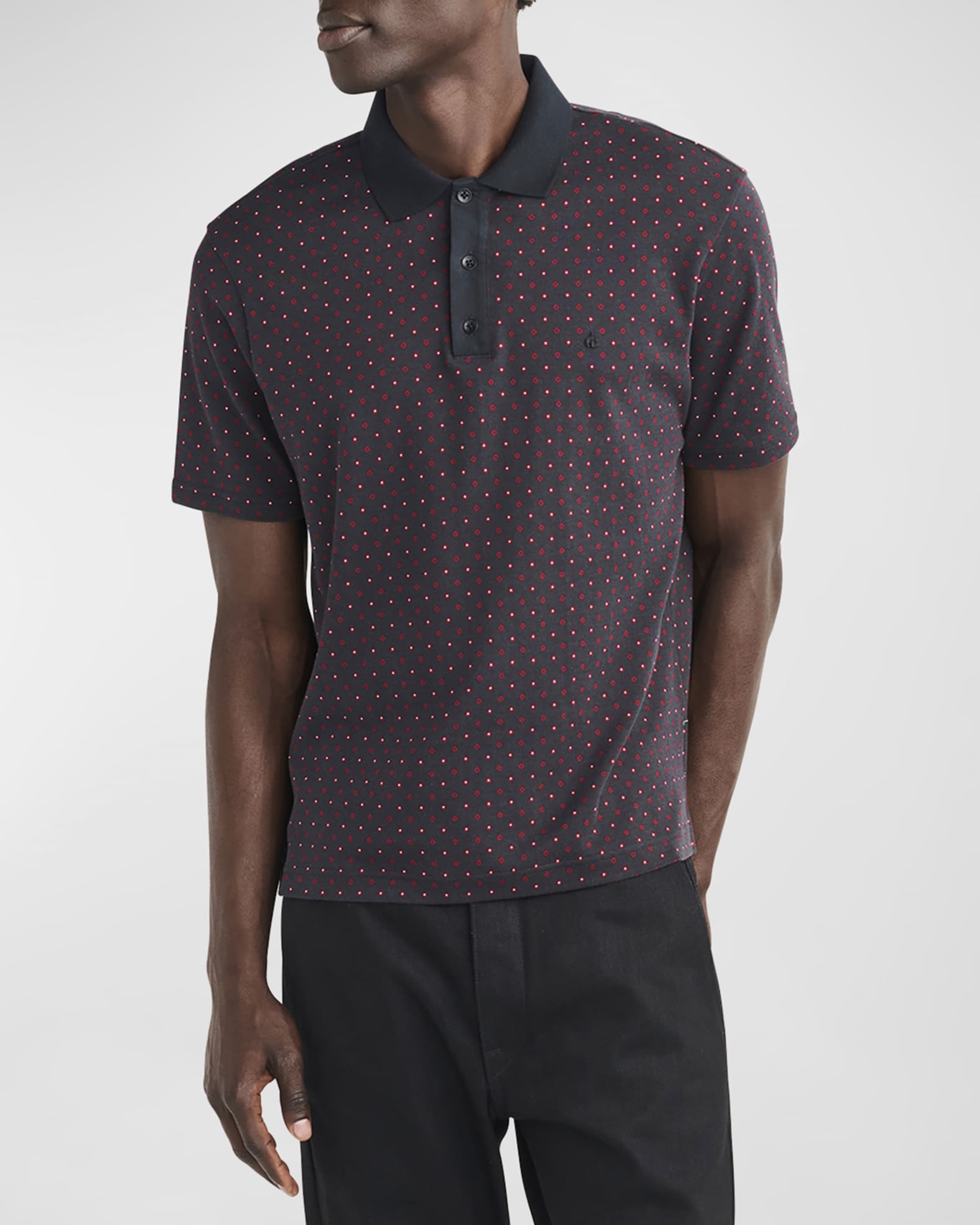 Rag & Bone Men's Geometric Interlock Polo Shirt | Neiman Marcus