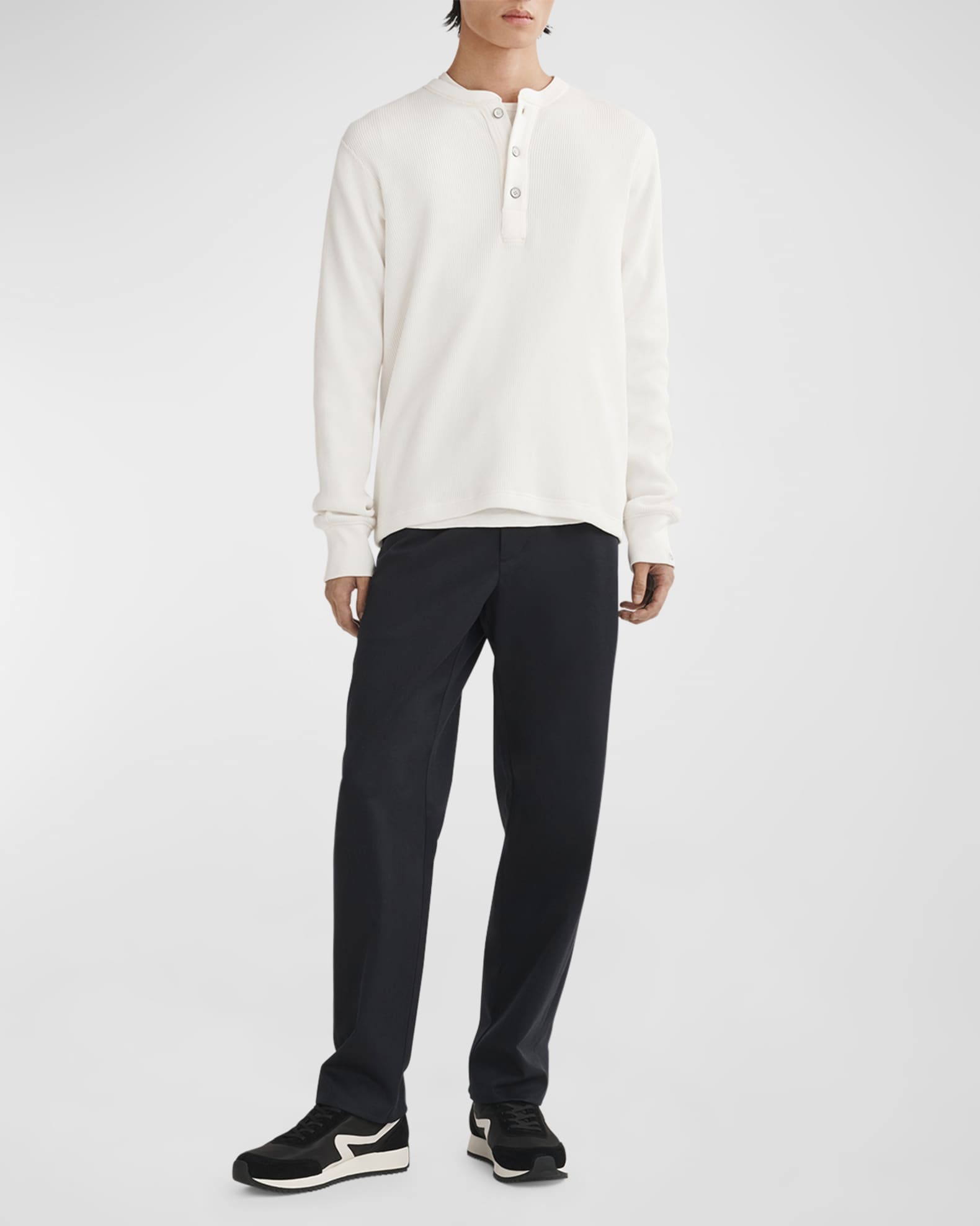 Rag & Bone Men's Garment-Dyed Waffle Henley Shirt | Neiman Marcus