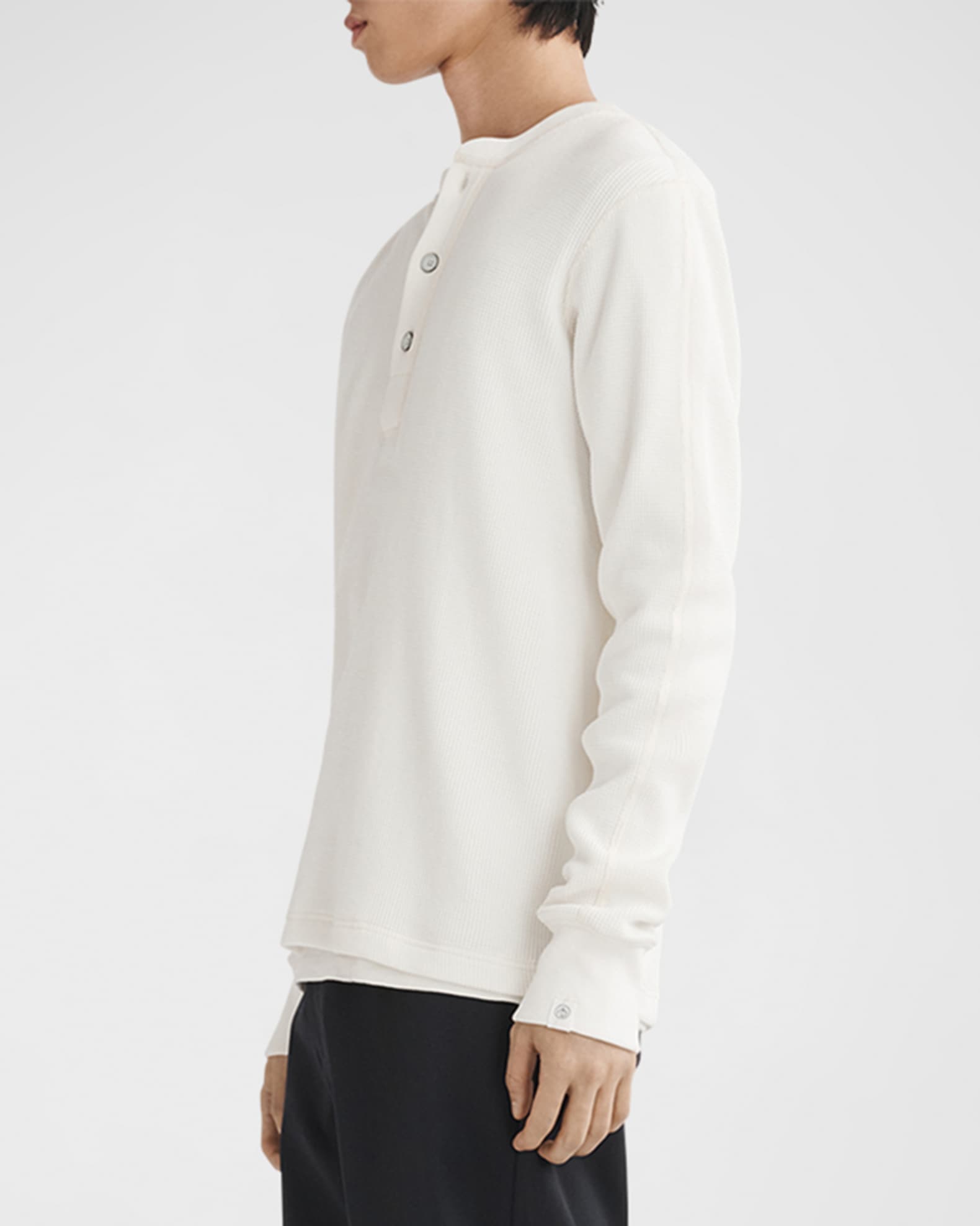 Rag & Bone Men's Garment-Dyed Waffle Henley Shirt | Neiman Marcus