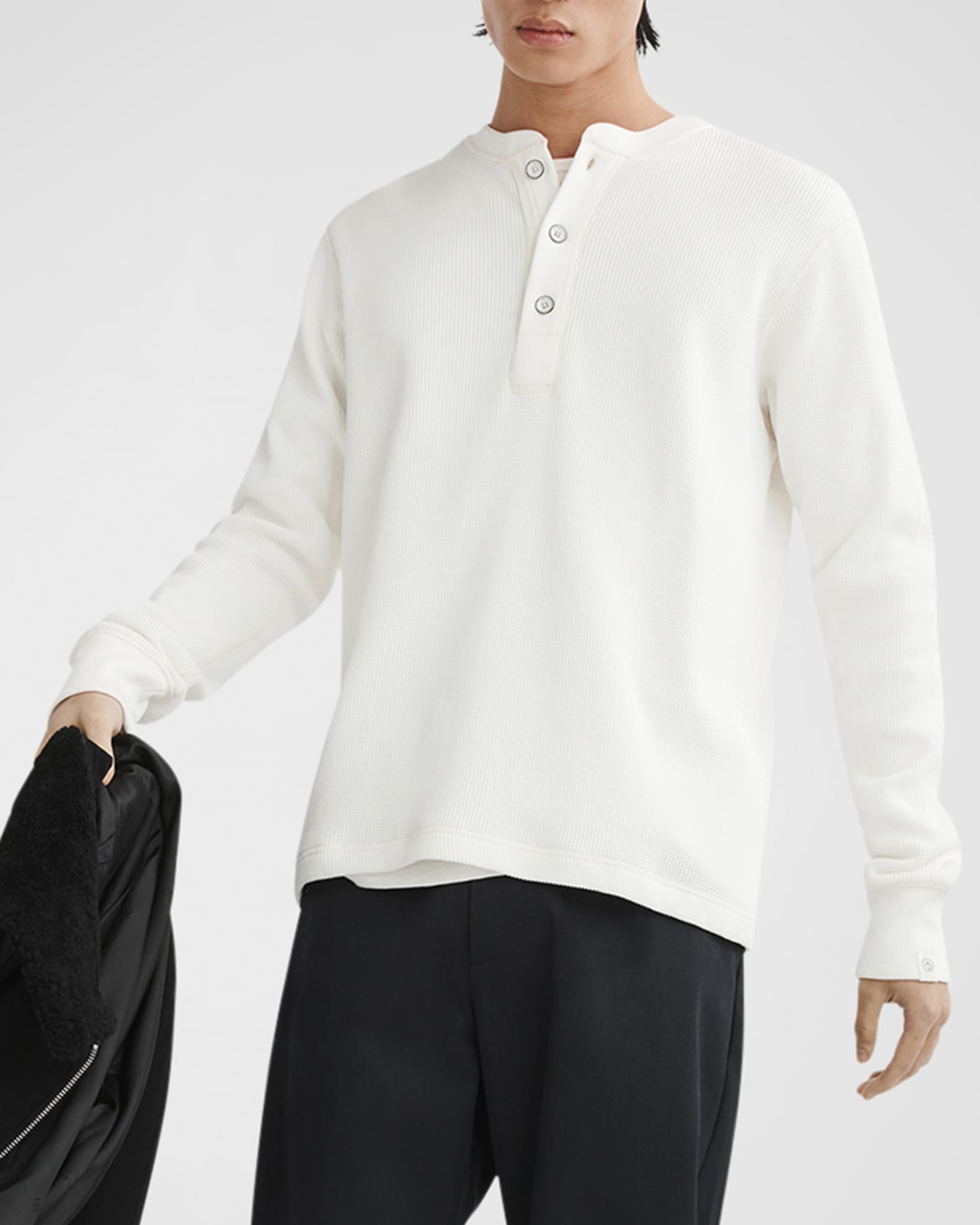 Rag & Bone Men's Garment-Dyed Waffle Henley Shirt | Neiman Marcus