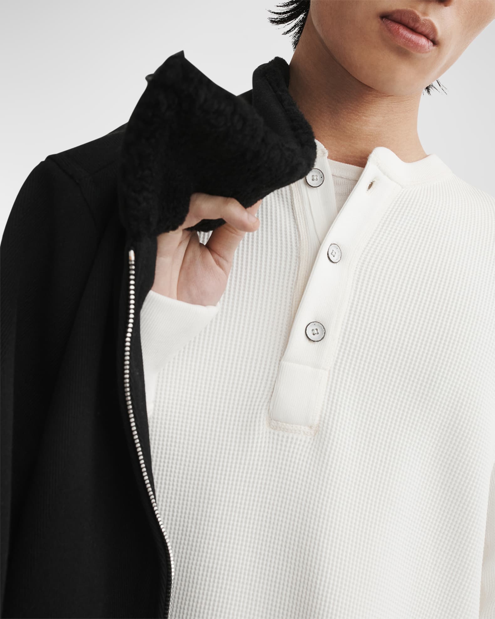 Rag & Bone Men's Garment-Dyed Waffle Henley Shirt | Neiman Marcus