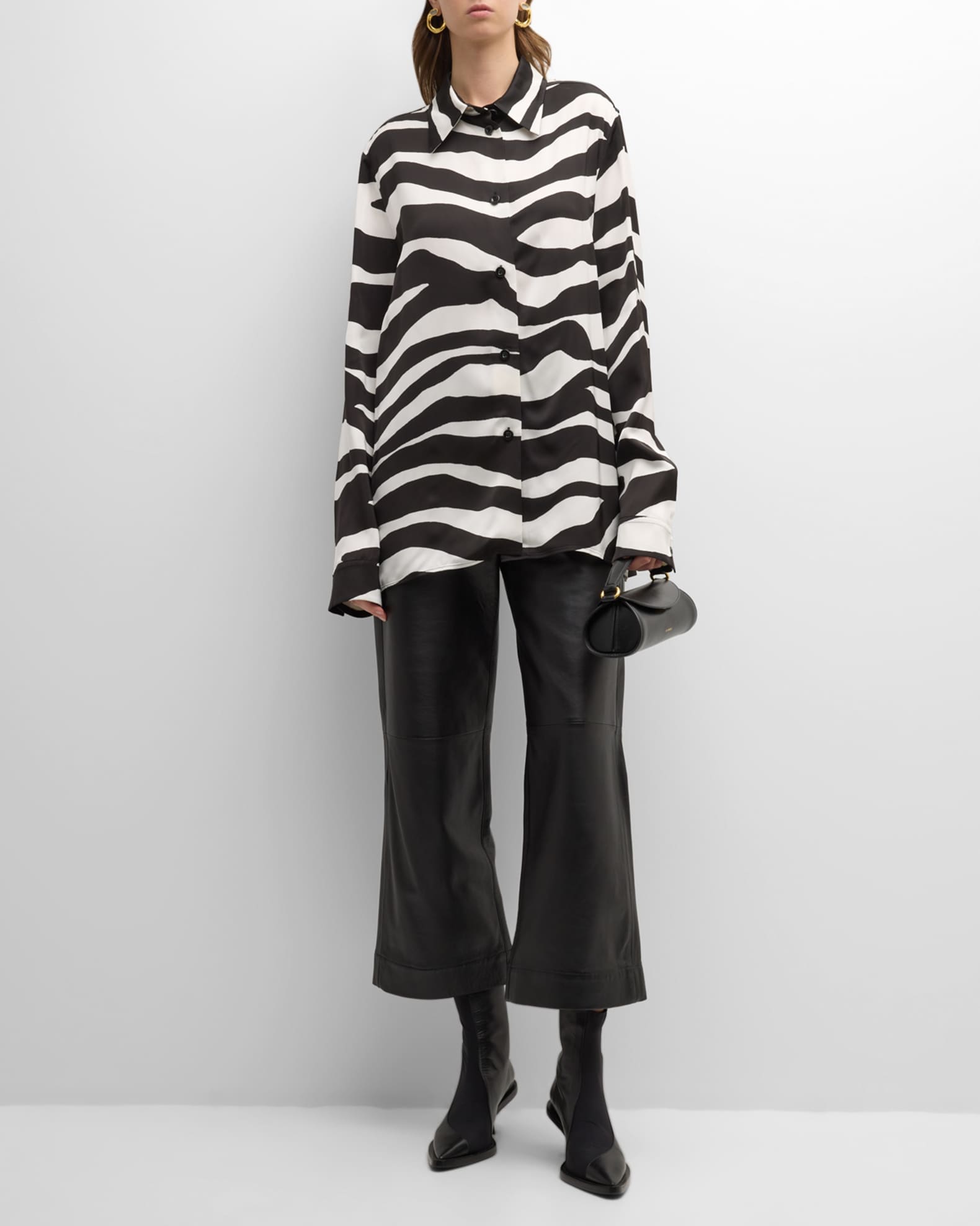Jil Sander 57 Zebra-Print Collared Shirt | Neiman Marcus