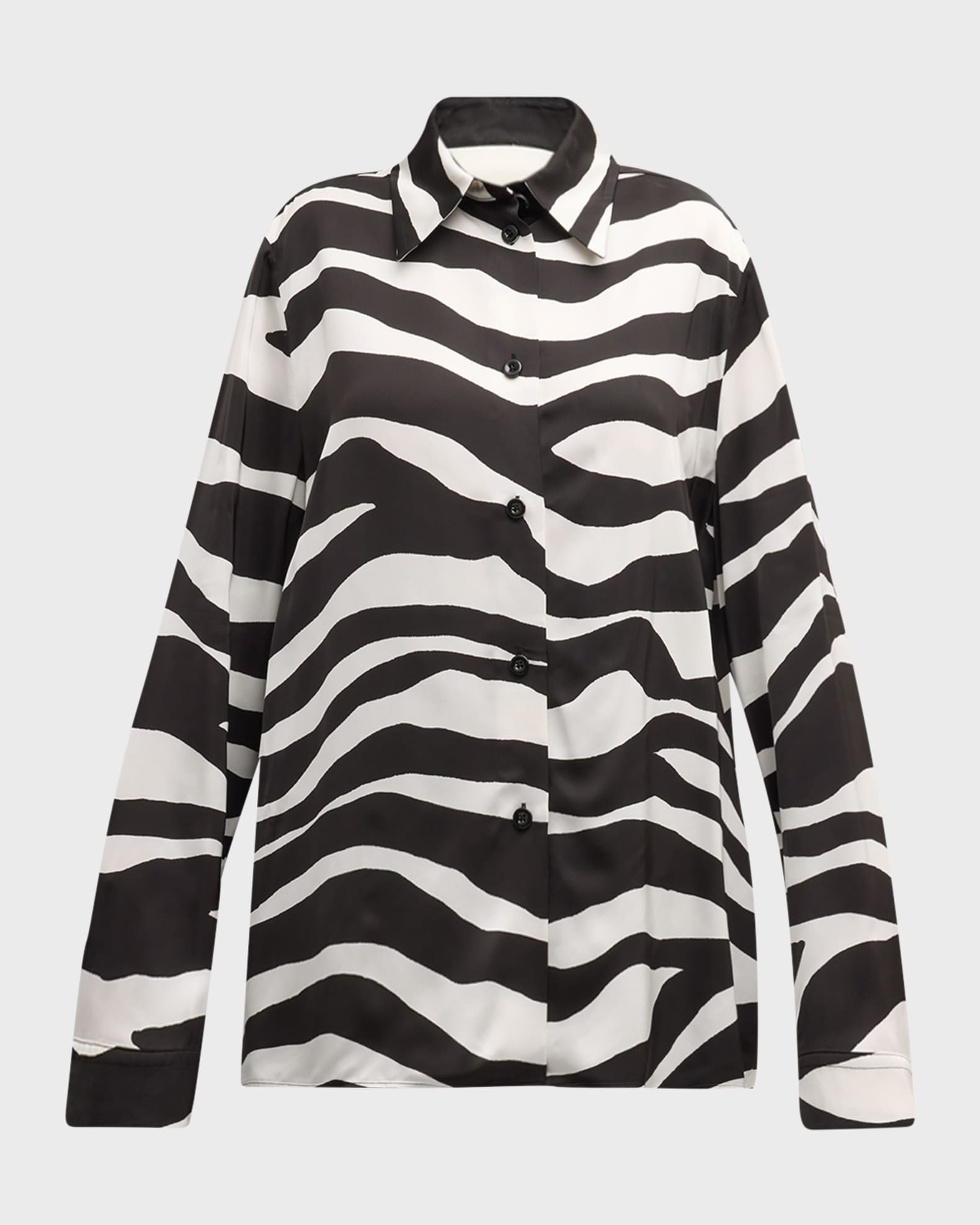 Jil Sander 57 Zebra-Print Collared Shirt | Neiman Marcus
