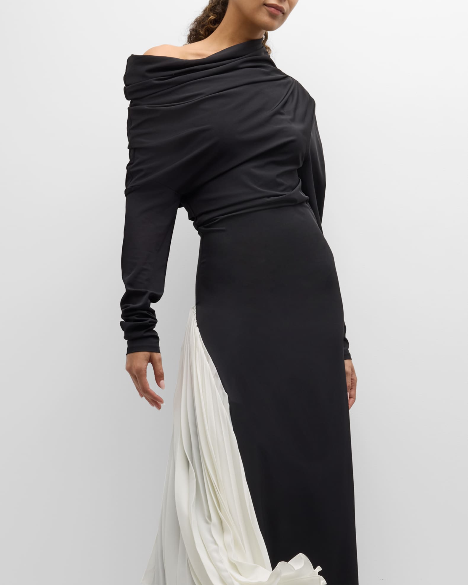 A.W.A.K.E. MODE Asymmetric Long-Sleeve Maxi Dress | Neiman Marcus