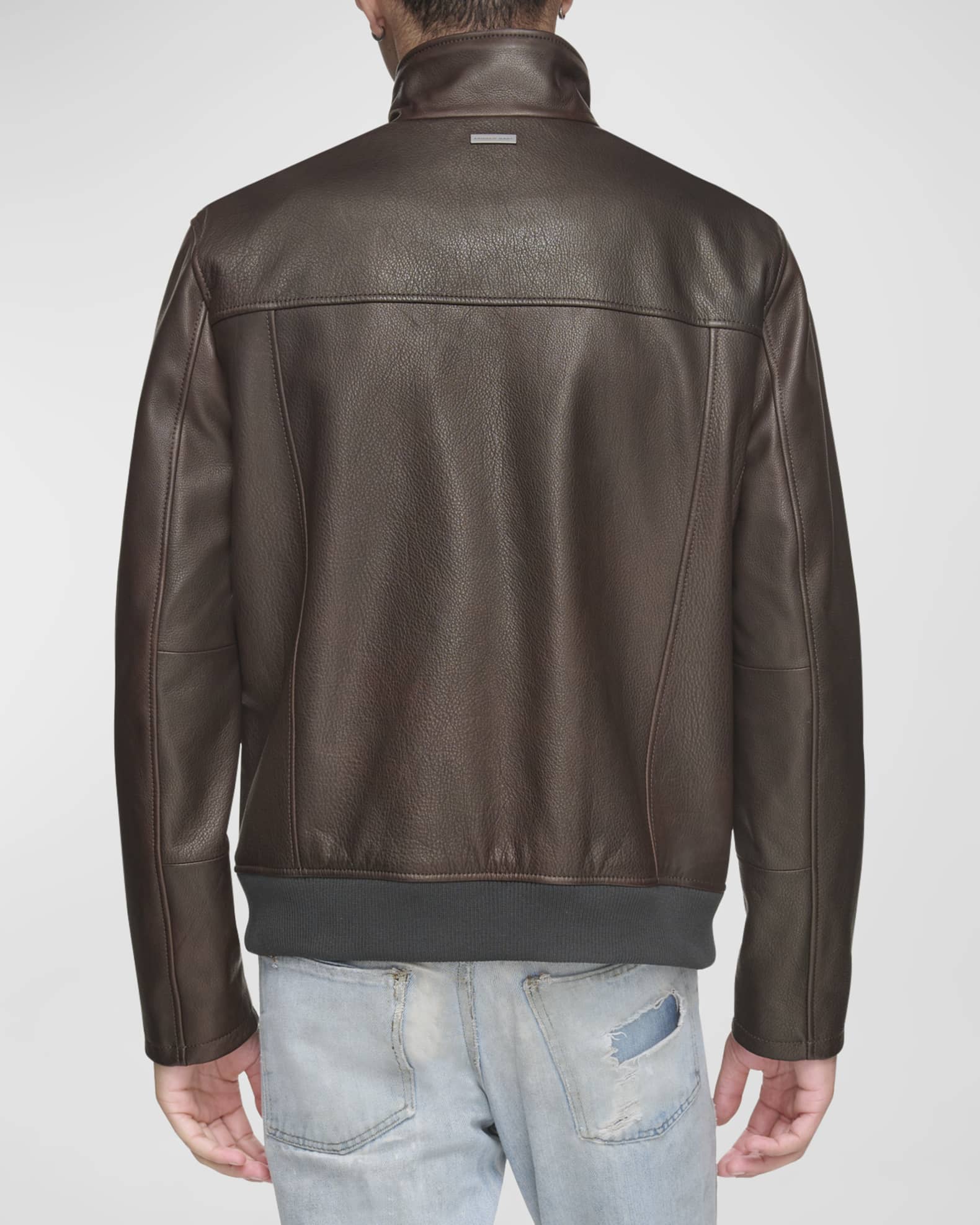 Andrew Marc Men's Lindley Leather Bomber Jacket | Neiman Marcus
